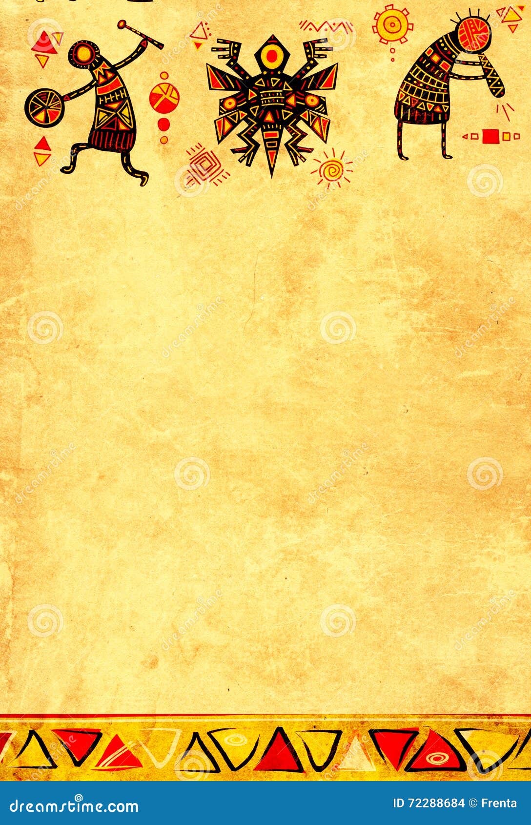 Grunge Background with African Ethnic Patterns Stock Illustration ...