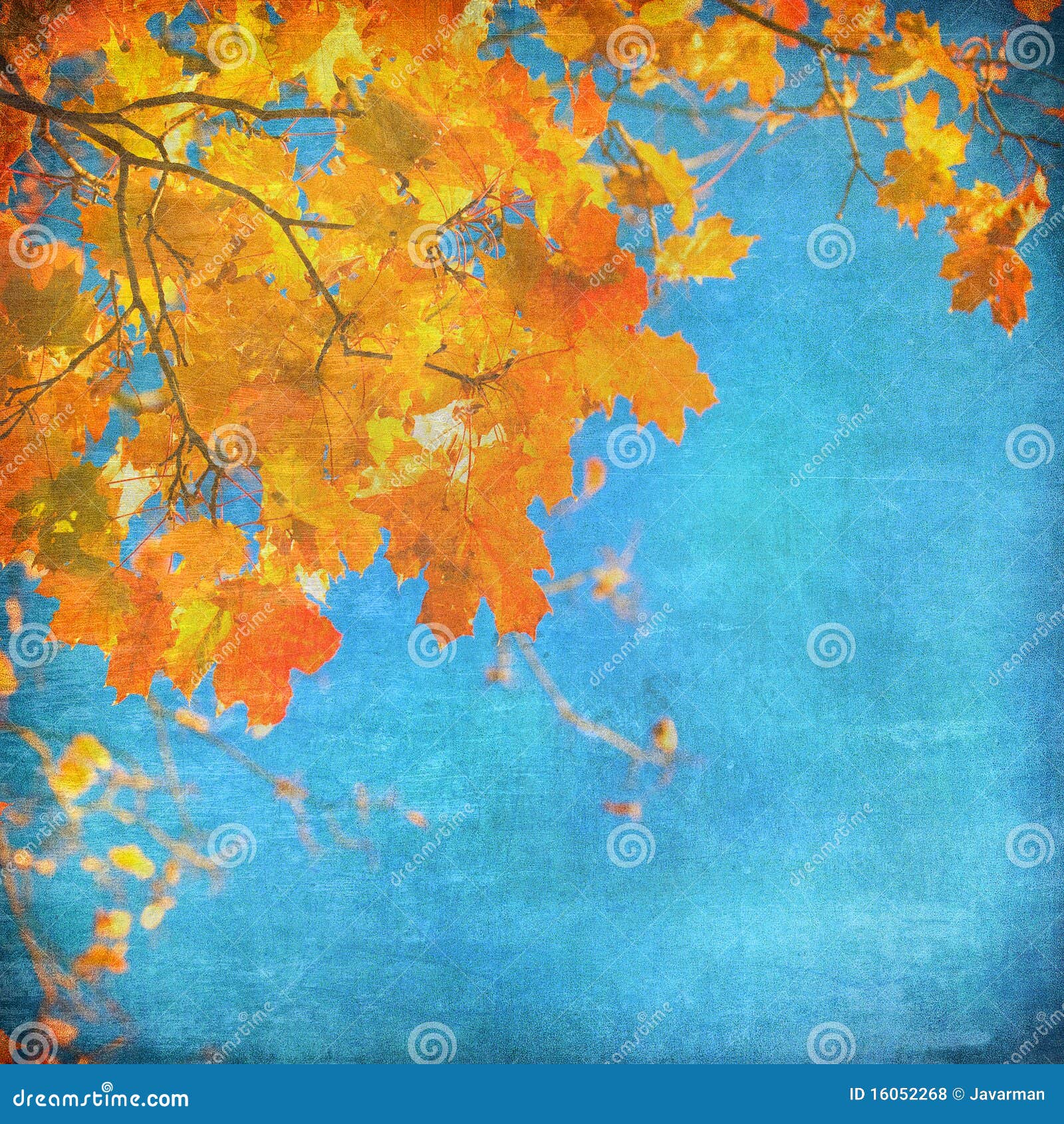 Grunge Background with Autumn Leaves Stock Illustration - Illustration ...