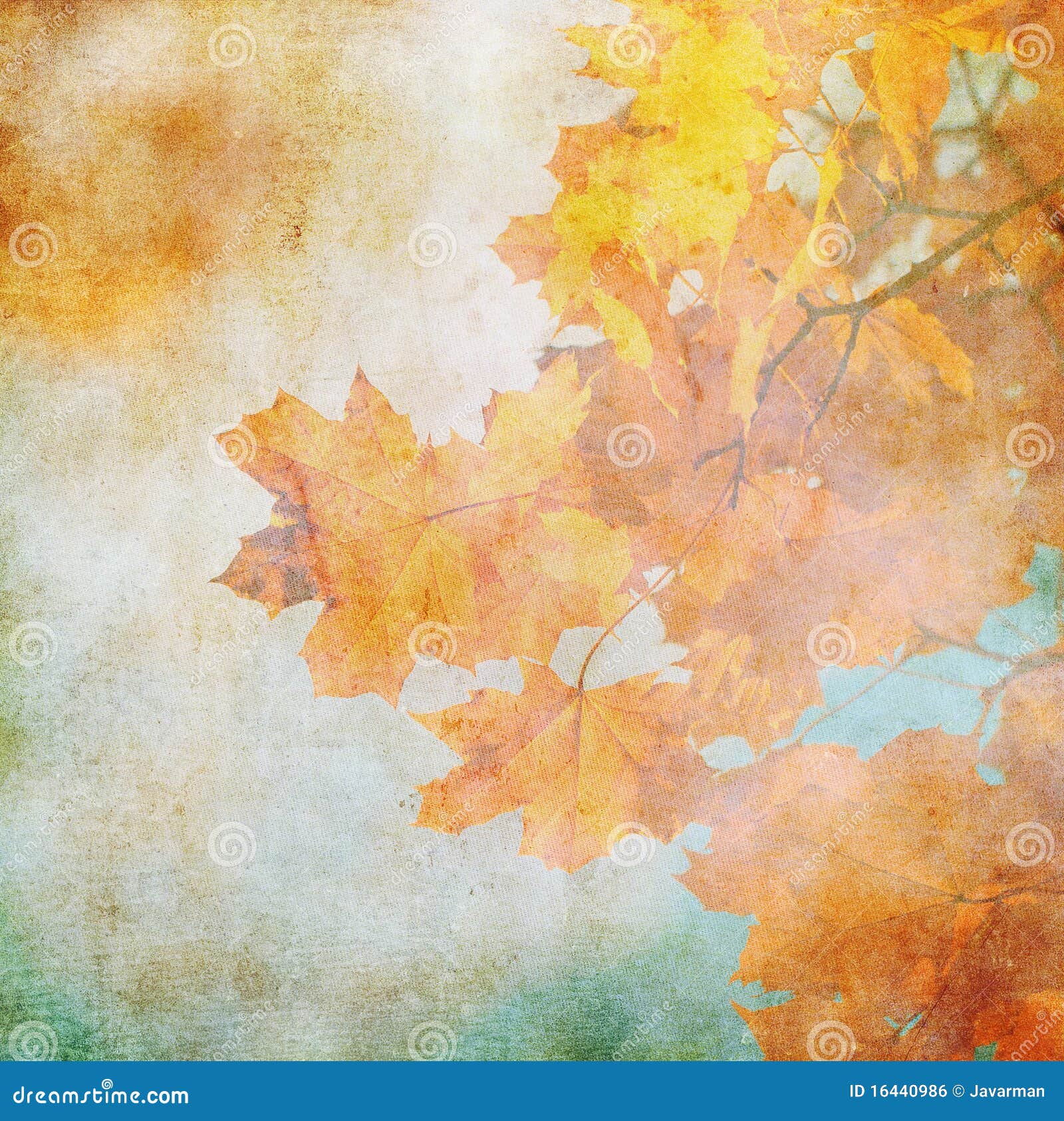 Grunge Background with Autumn Leaves Stock Illustration - Illustration ...