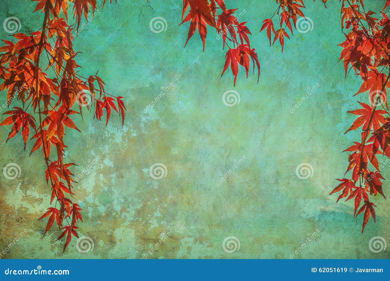 Grunge Background with Autumn Leaves Stock Illustration - Illustration ...