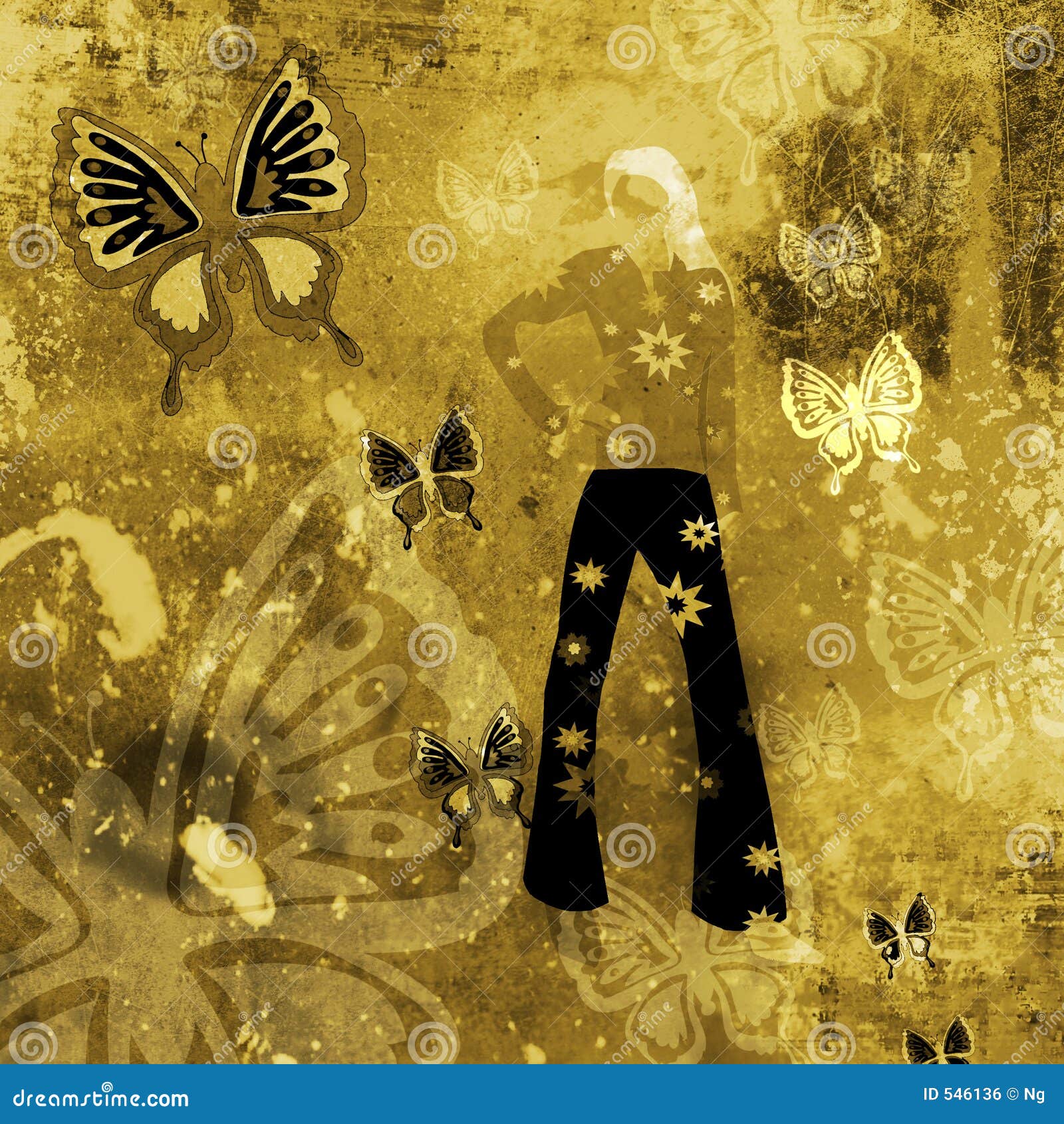 Grunge Background with Butterflies Stock Illustration - Illustration of ...