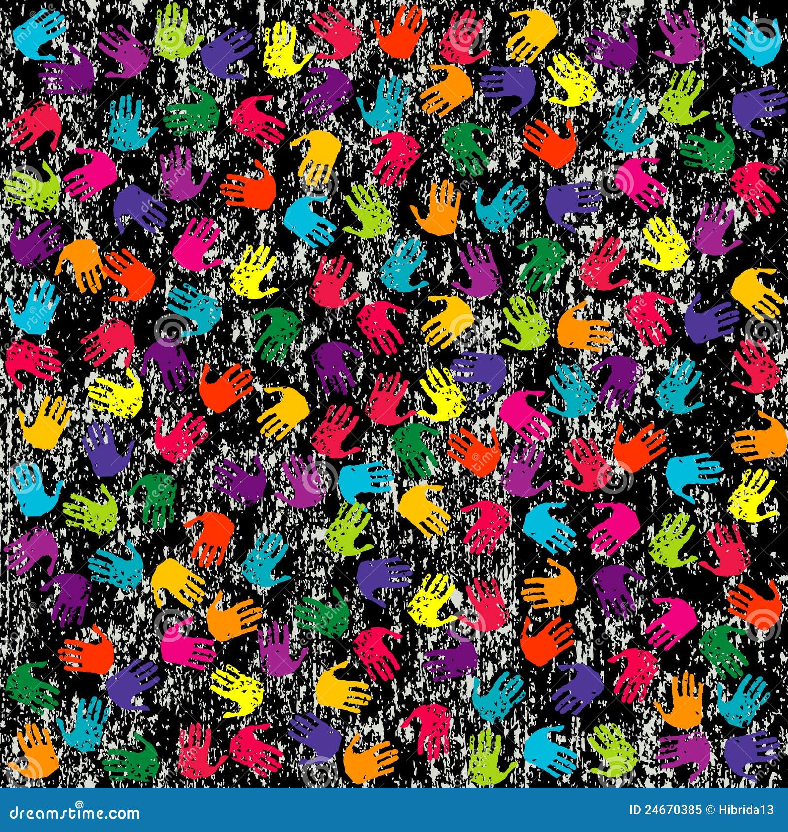 Grunge Background with Colored Hands Stock Vector - Illustration of ...