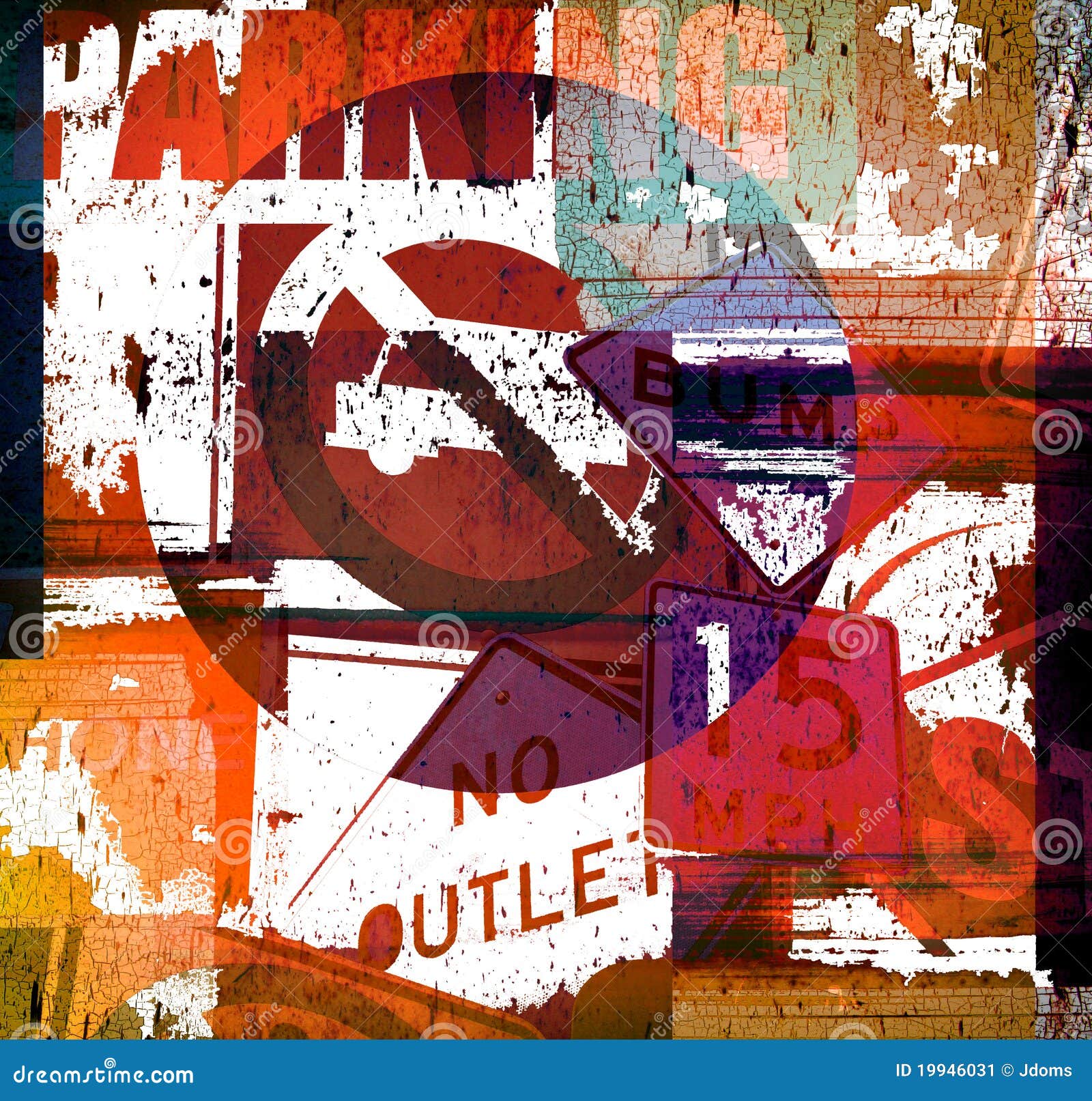 Grunge Background with Colorful Traffic Signs Stock Image - Image of ...