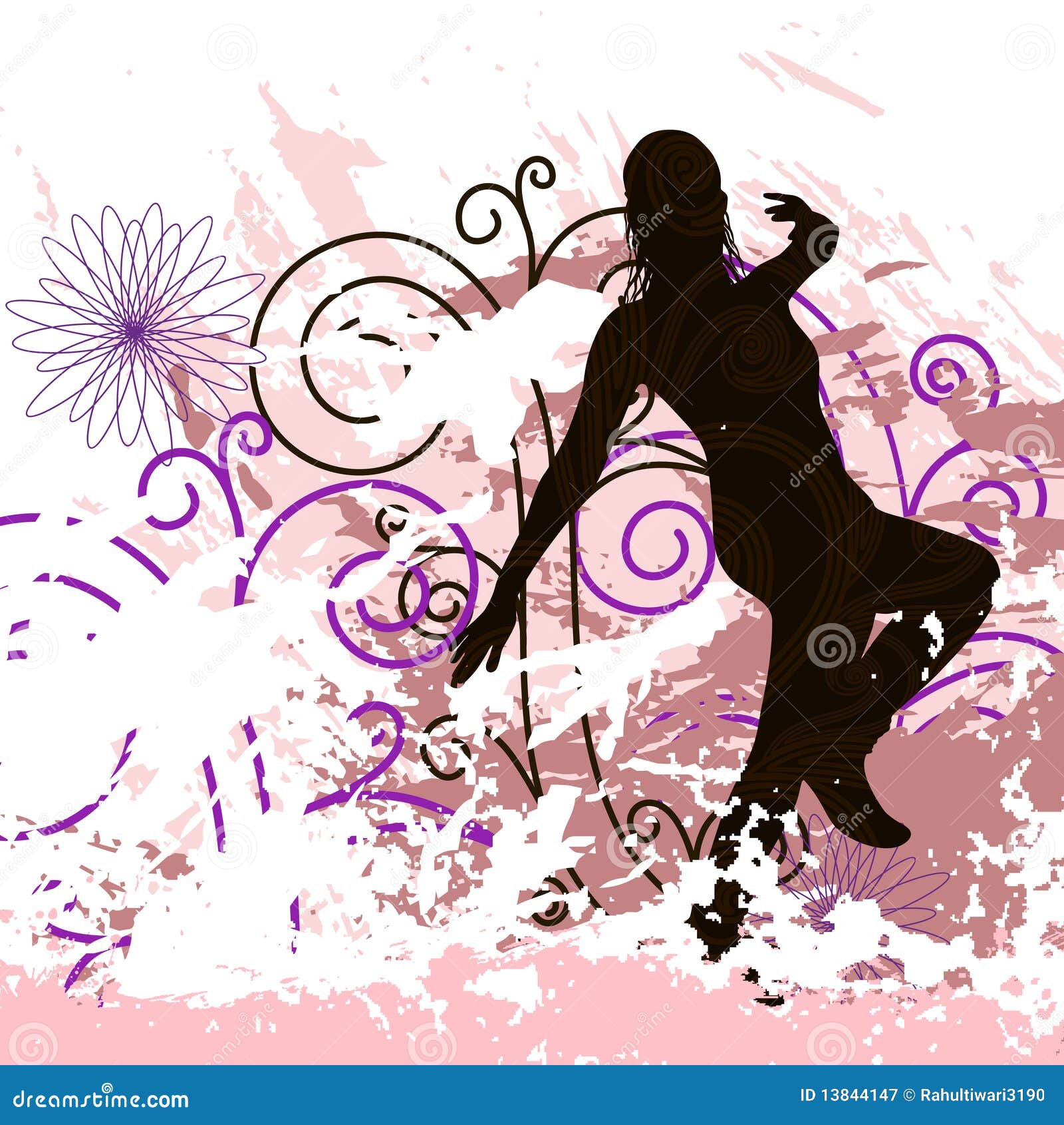 Grunge Background with Dancing Girl on Posters Stock Illustration ...