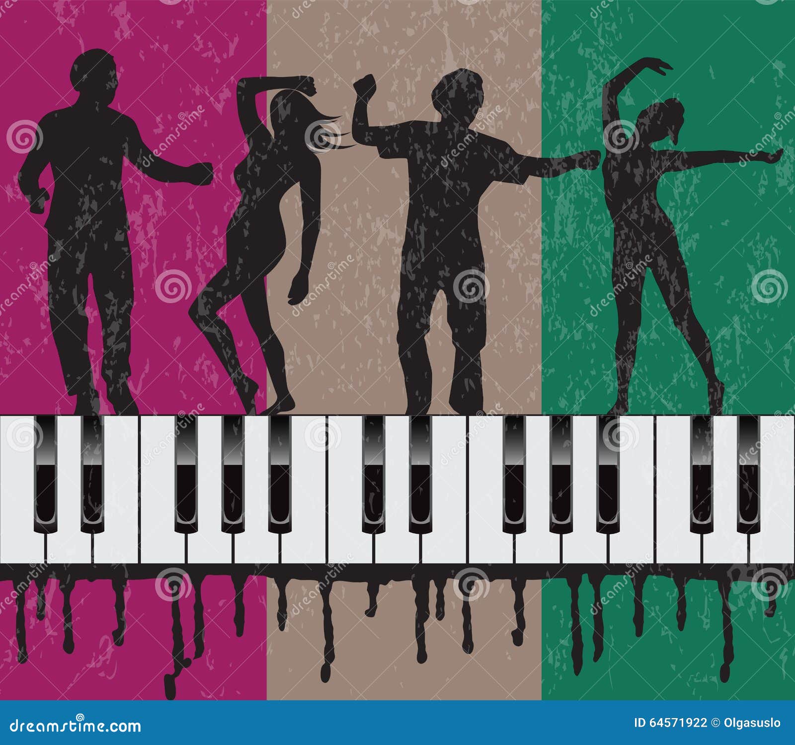 Grunge Background with Dancing People Stock Vector - Illustration of ...