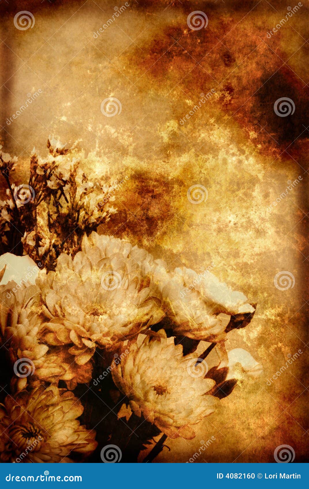 Grunge Background with Flowers Stock Illustration - Illustration of ...