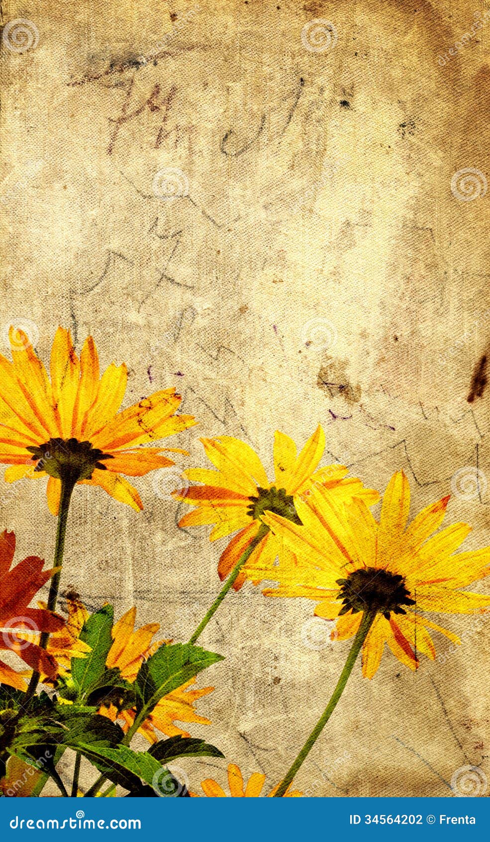 Grunge Background with Flowers Stock Illustration - Illustration of ...