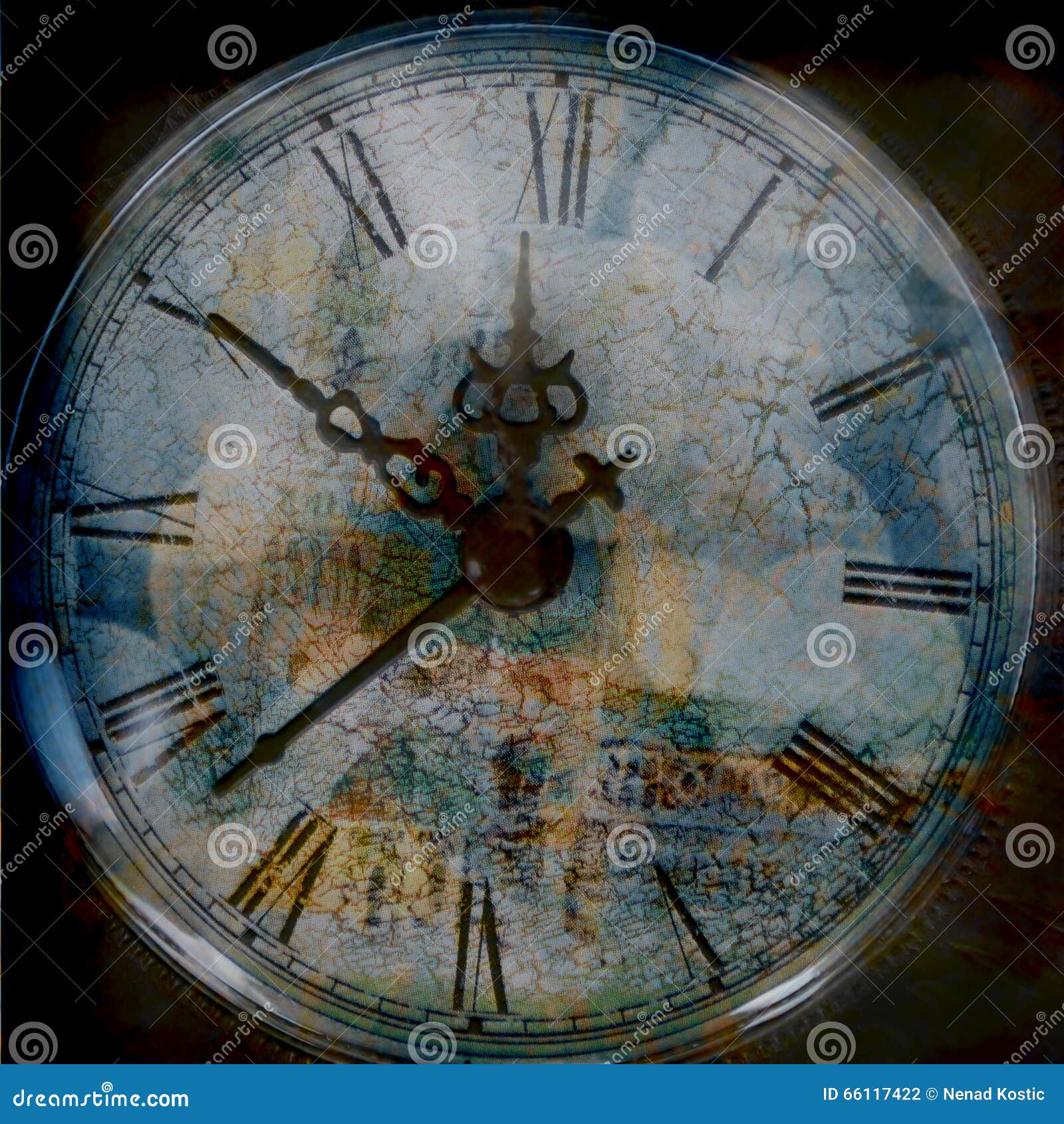 Grunge Background with Old Watch. Time Stock Illustration ...