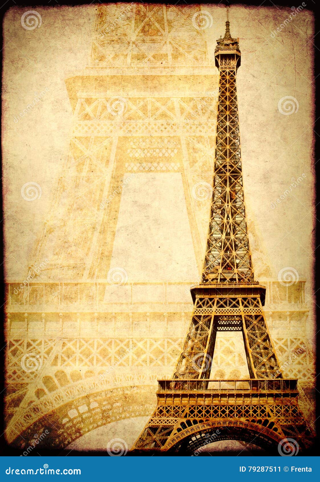 Grunge Background with Paper Texture and Landmark of Paris Stock Image ...