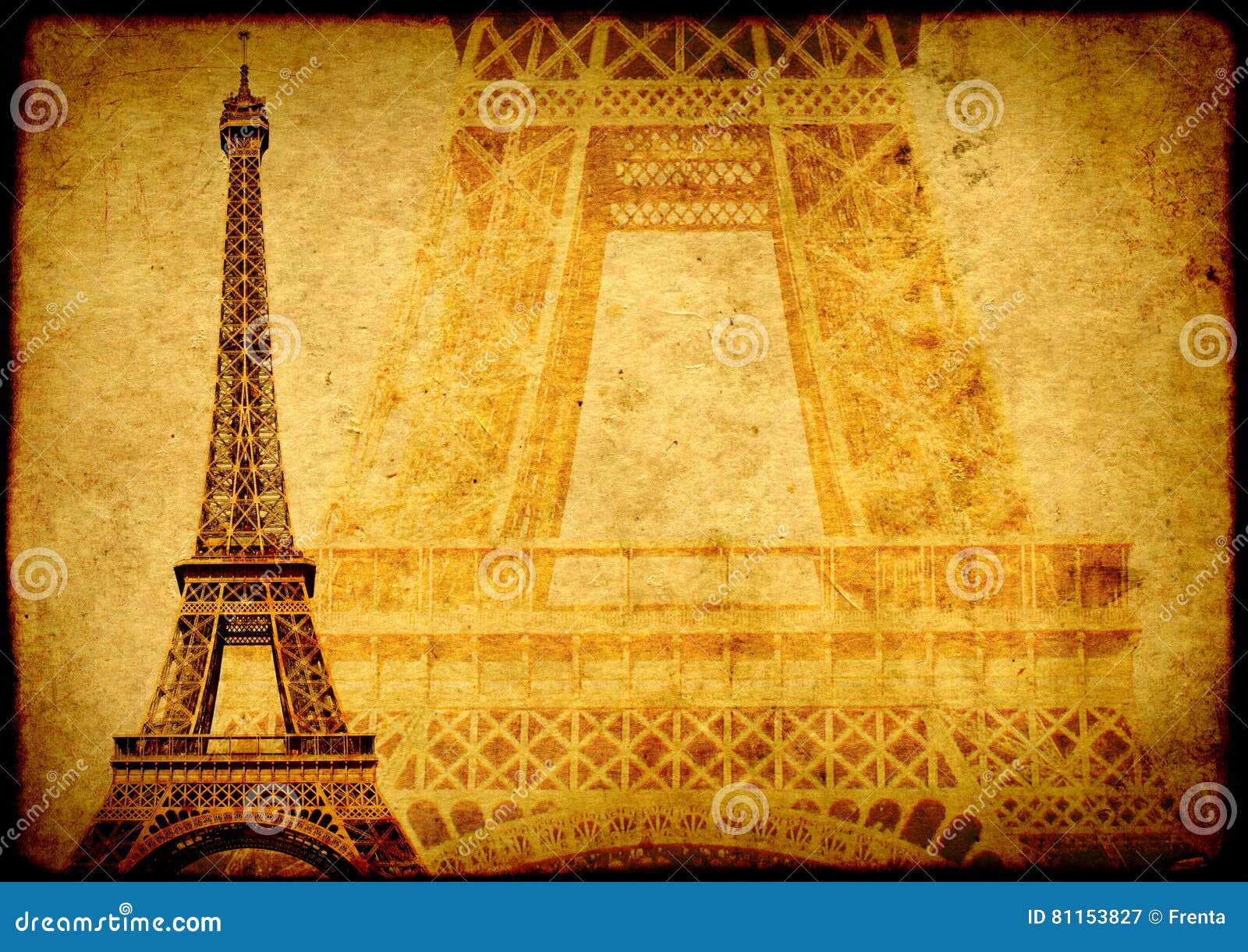 Grunge Background with Paper Texture and Landmark of Paris Stock Image ...