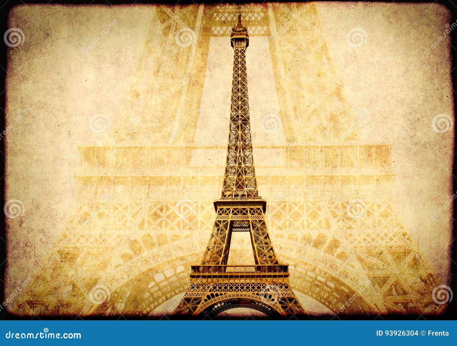 Grunge Background with Paper Texture and Landmark of Paris Stock Photo ...