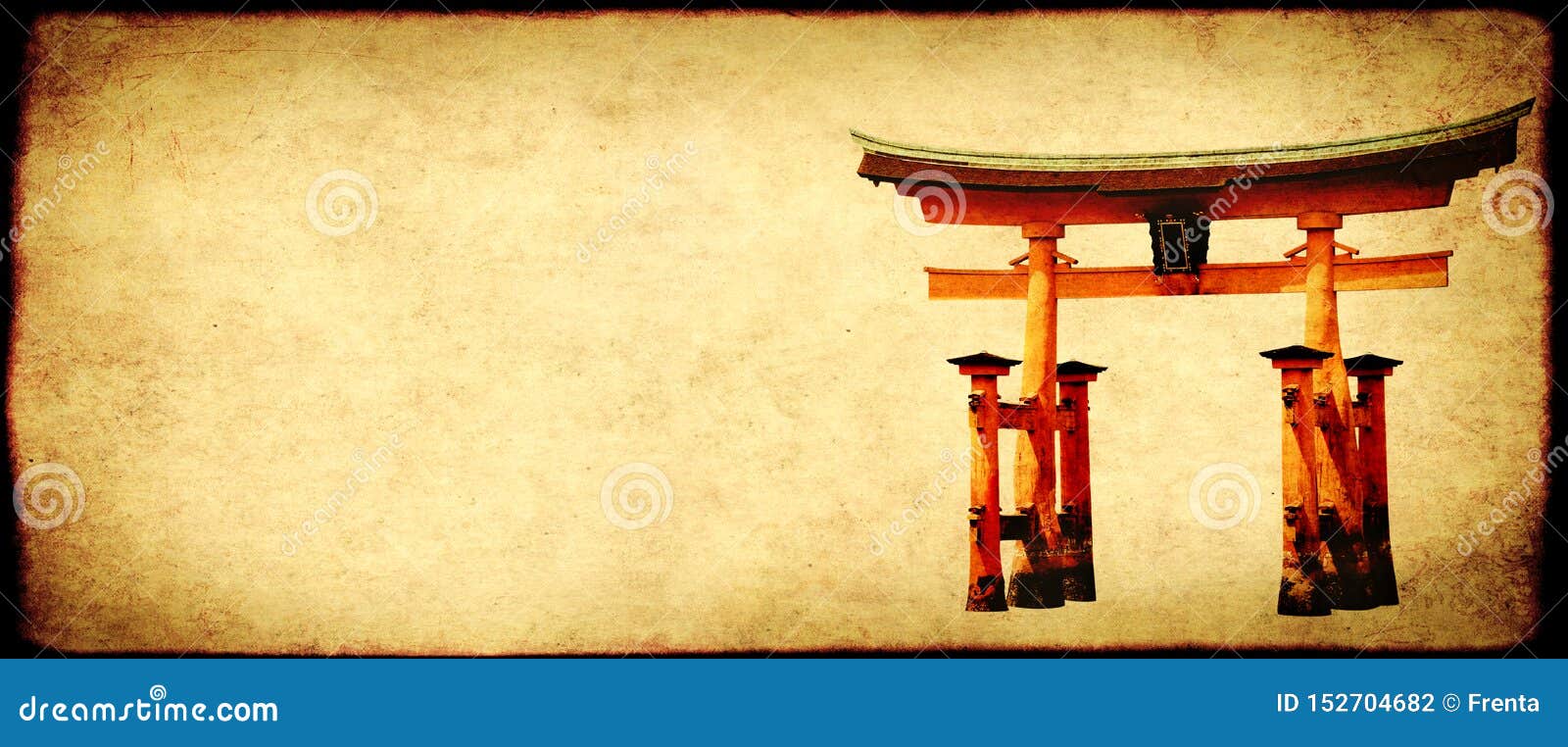 Grunge Background with Paper Texture and Torii Gate Stock Photo - Image ...