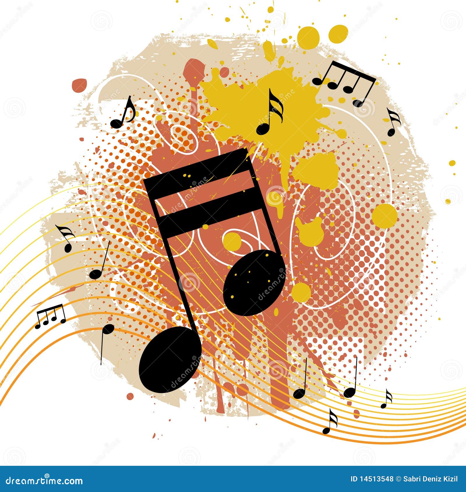 Grunge Background with Tunes Stock Vector - Illustration of orange ...