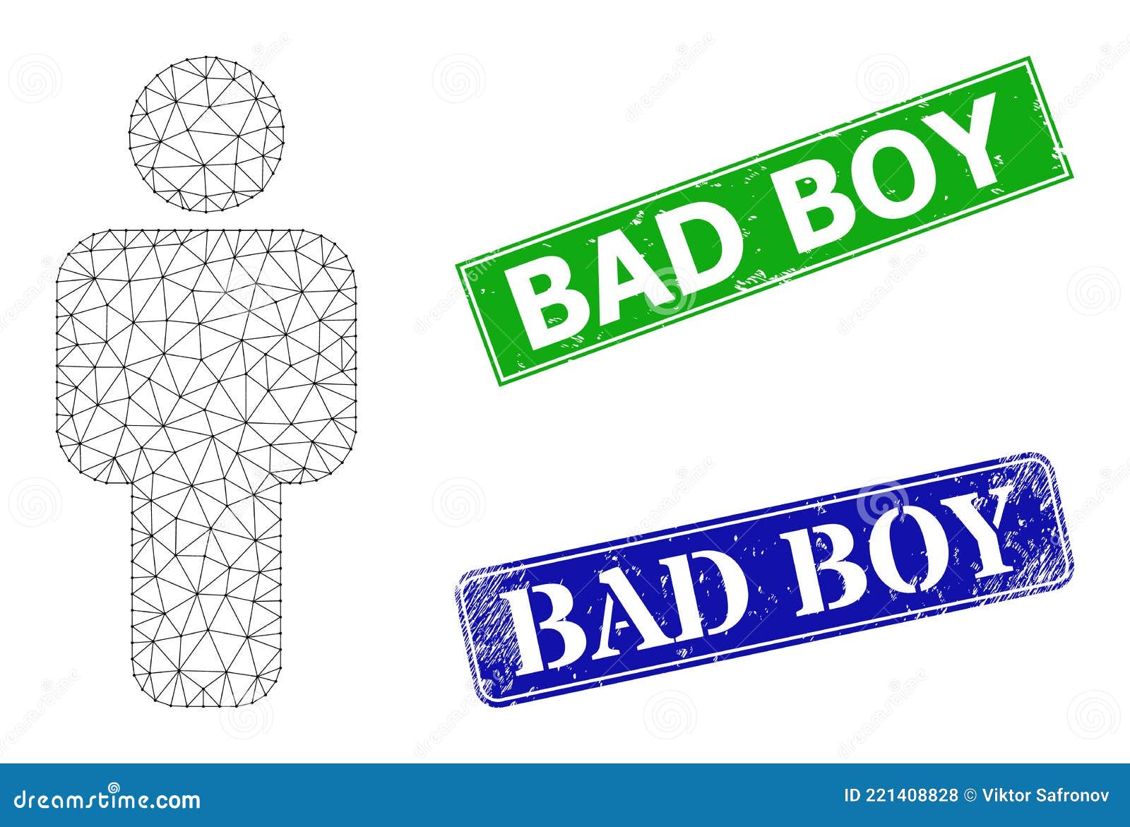Grunge Bad Boy Badges and Polygonal Mesh Person Icon Stock Vector ...