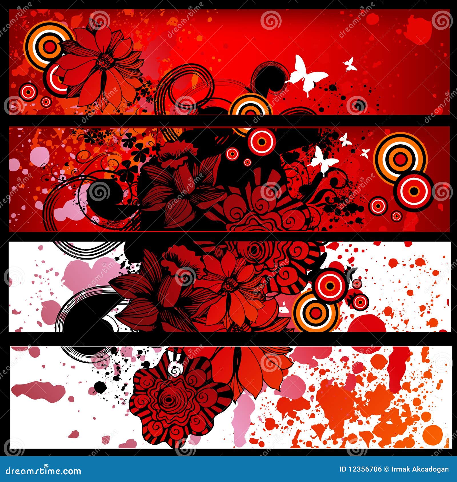 Grunge banner set stock vector. Illustration of feminine - 12356706