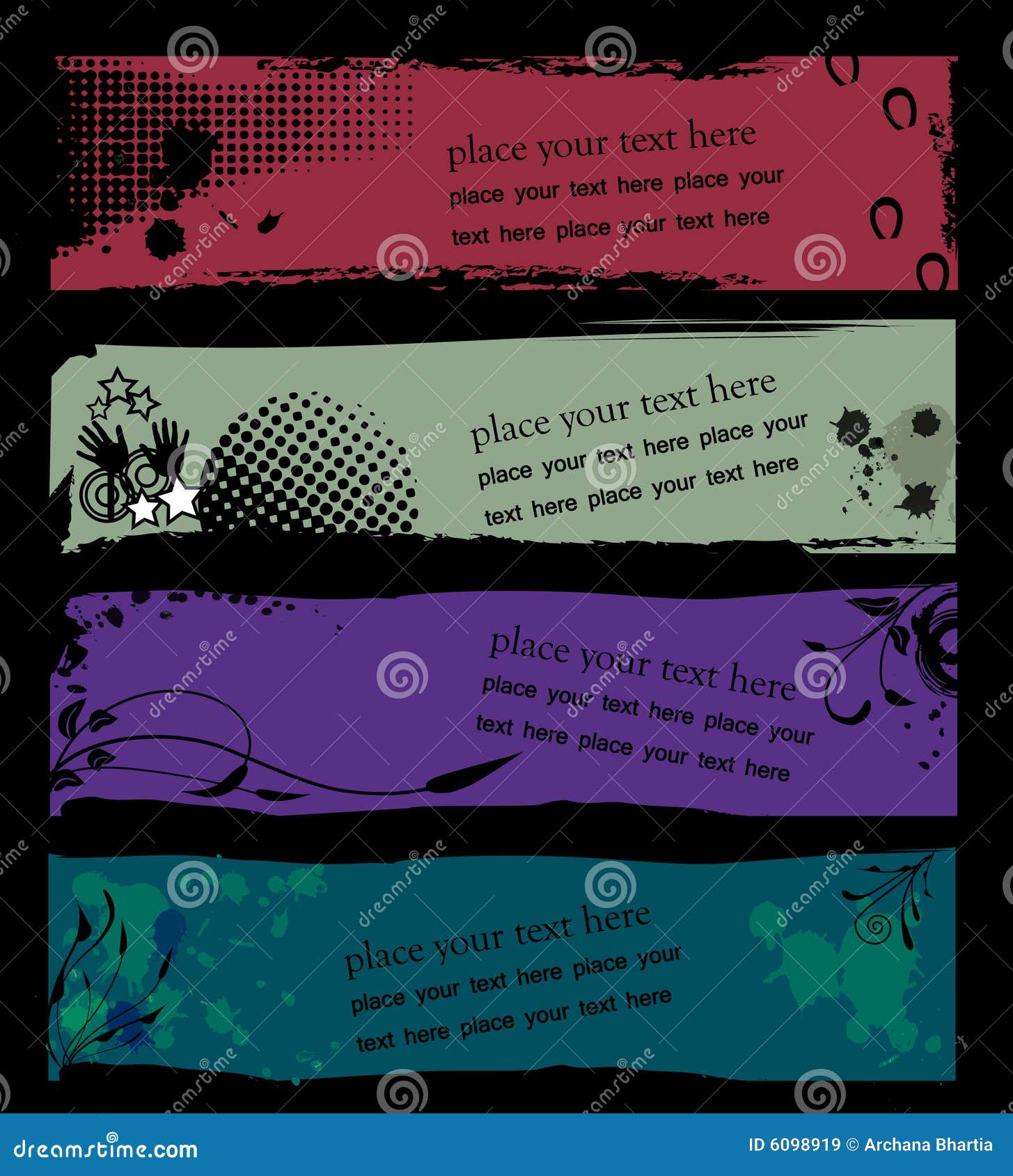 Grunge banners stock vector. Illustration of curve, splash - 6098919