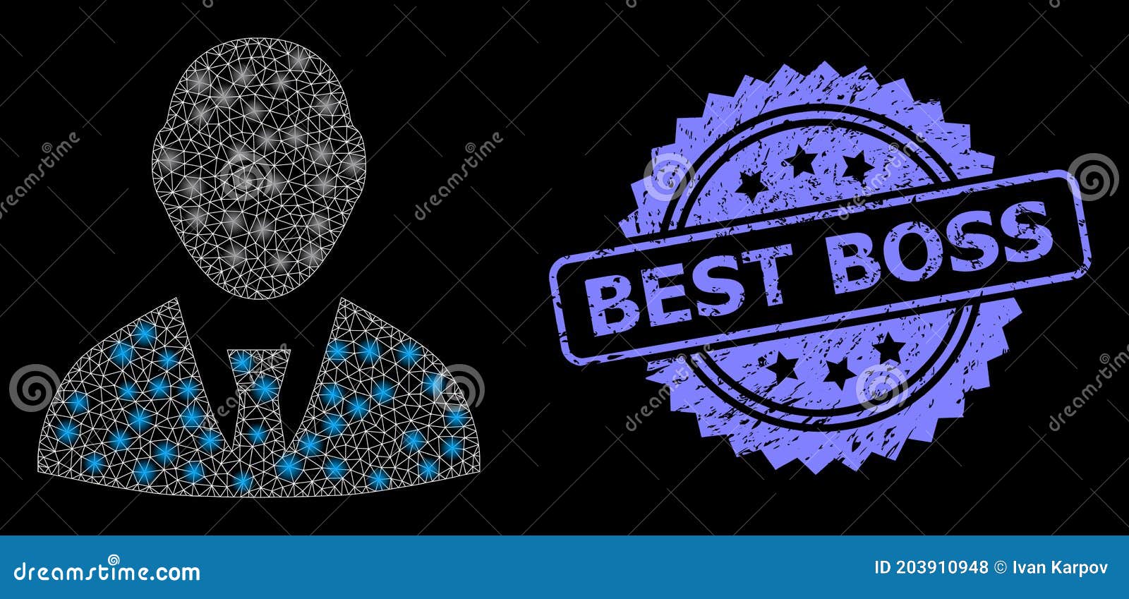 Grunge Best Boss Stamp and Bright Web Mesh Boss with Lightspots Stock ...