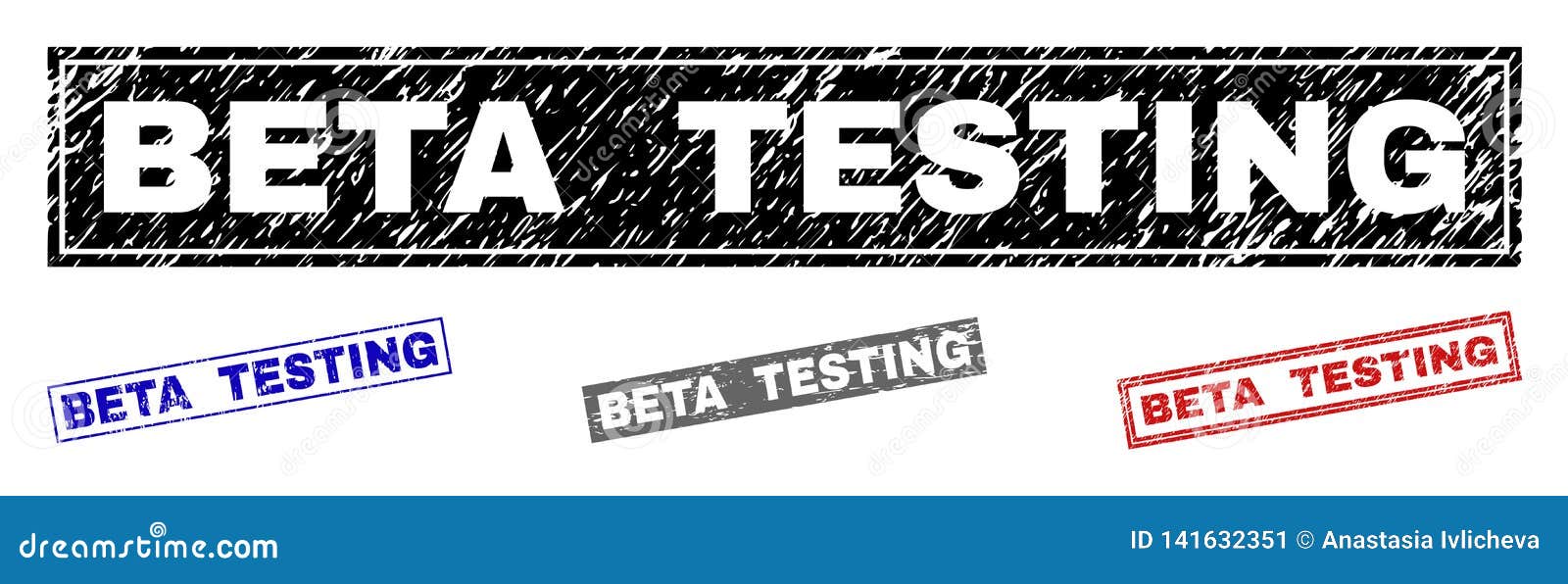 Grunge BETA TESTING Scratched Rectangle Stamps Stock Vector ...
