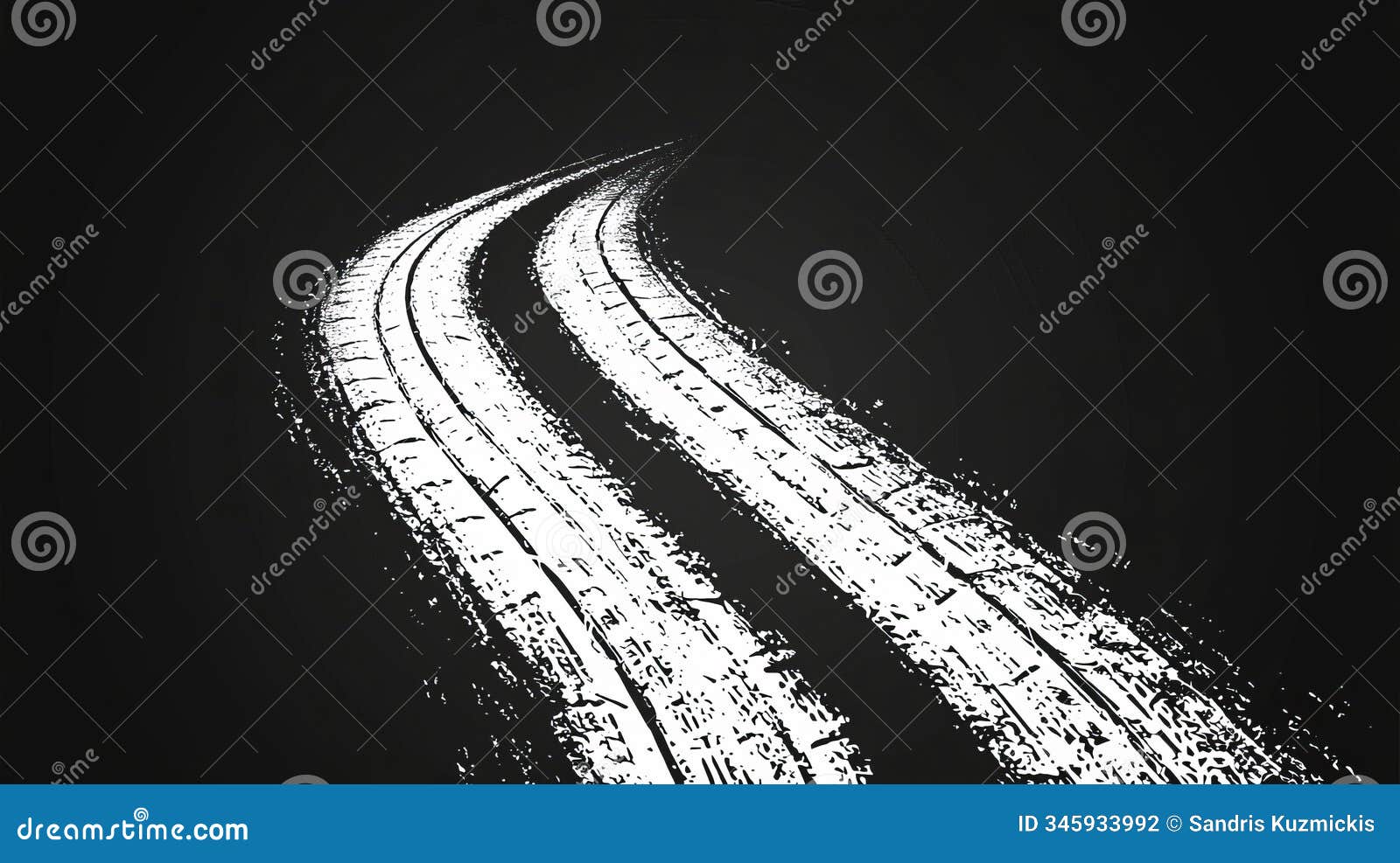 Grunge Black Background with White Tire Tracks in a Circular Shape ...