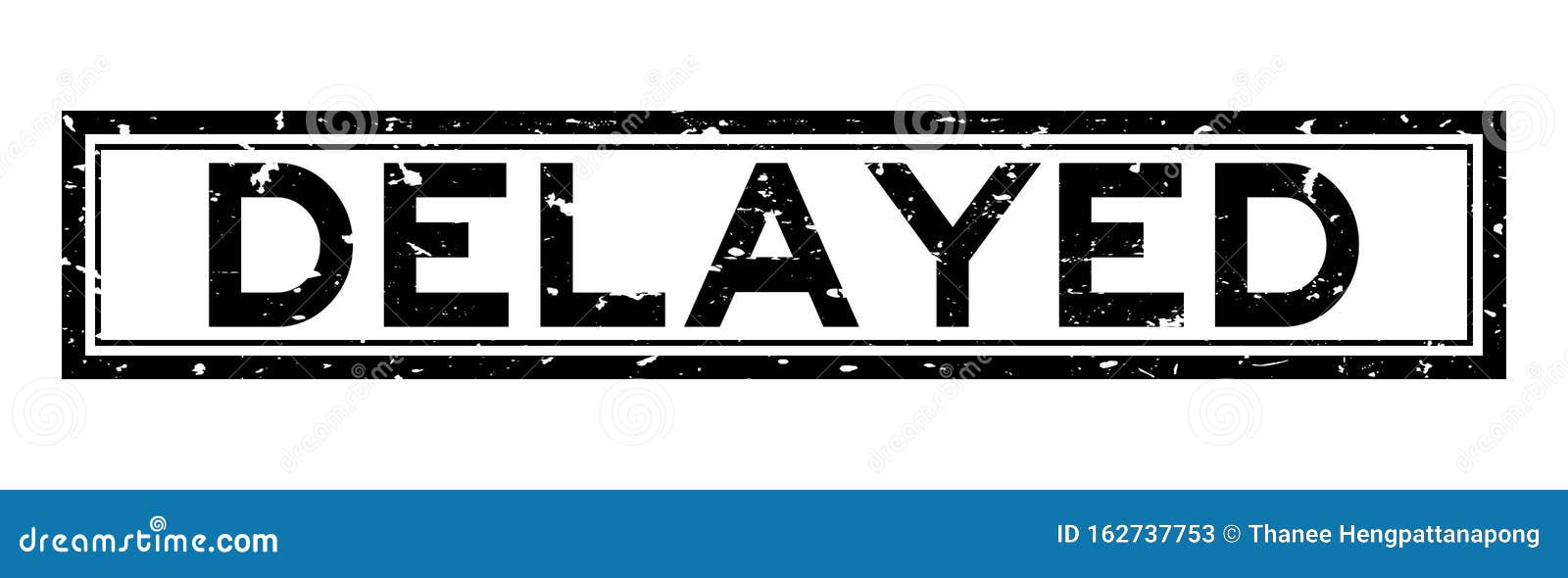 Grunge Black Delayed Word Square Rubber Stamp on White Background Stock ...