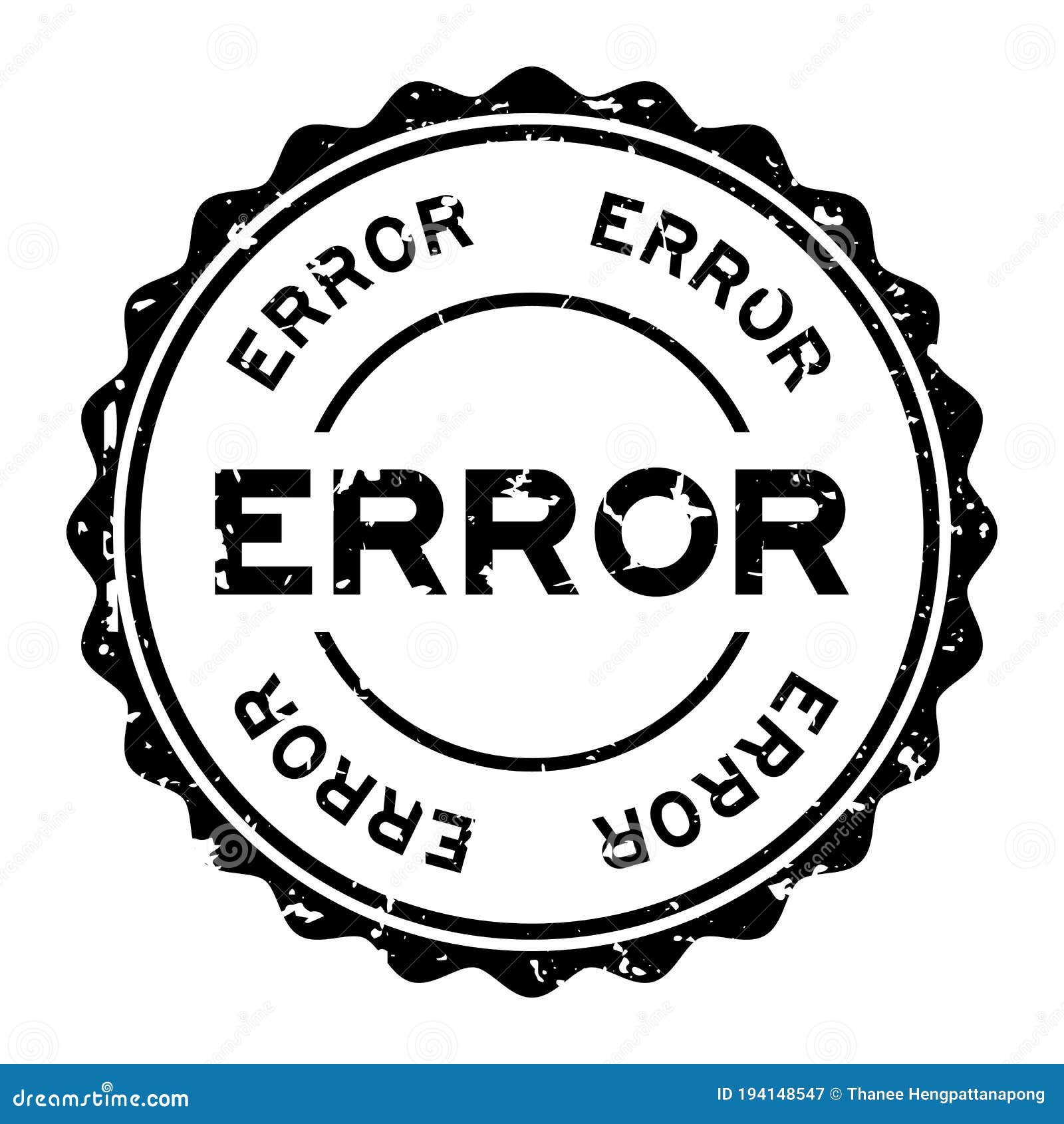 Grunge Black Error Word Round Rubber Stamp on White Background Stock ...