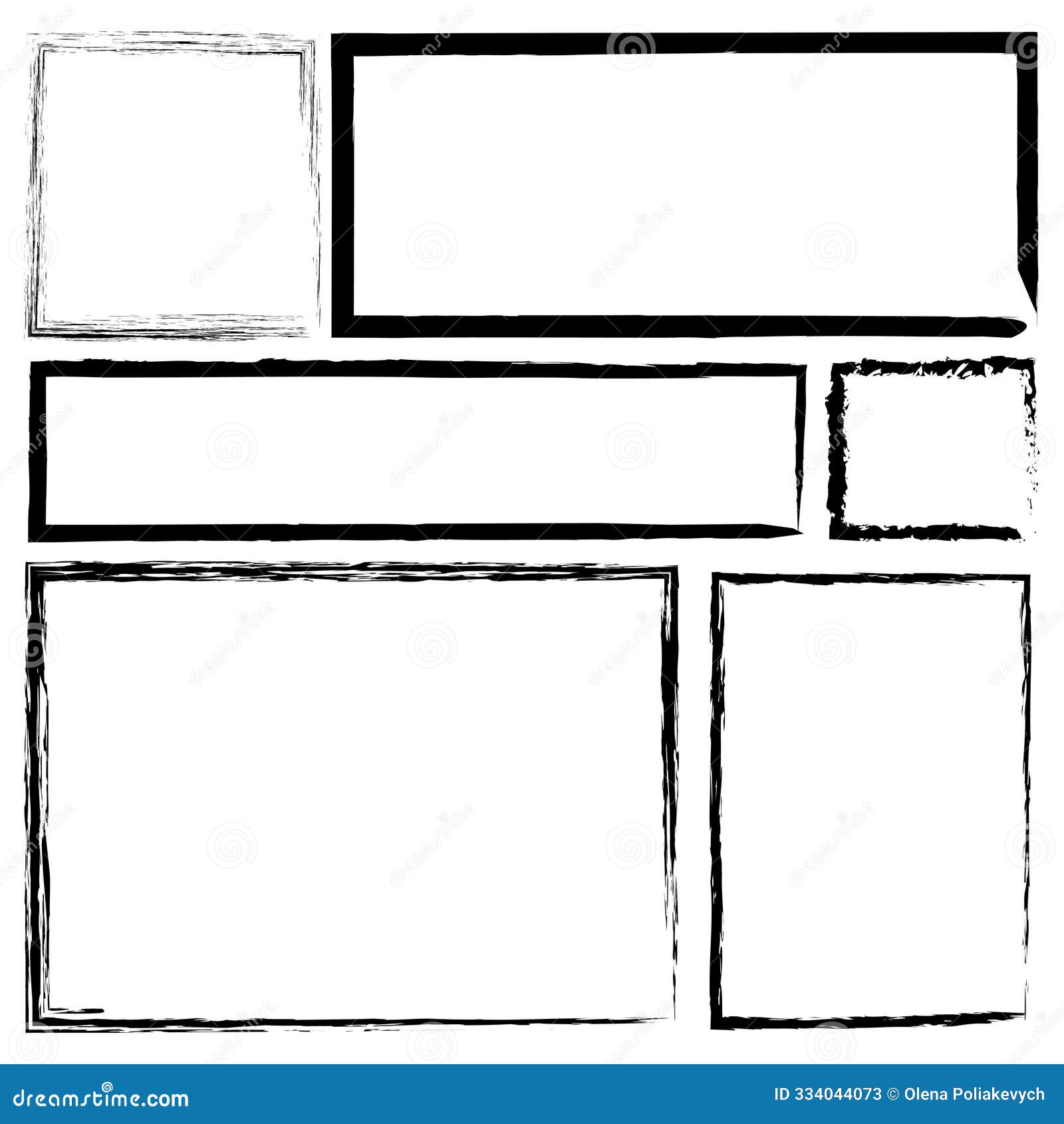 Grunge Black Frames. Rough Distressed Rectangles. Empty Comic Panels ...