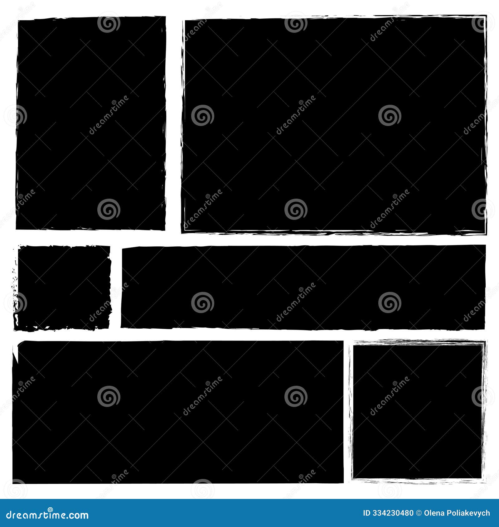 Grunge Black Frames. Rough Distressed Rectangles. Empty Comic Panels ...