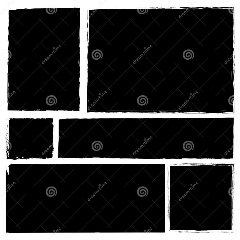 Grunge Black Frames. Rough Distressed Rectangles. Empty Comic Panels ...