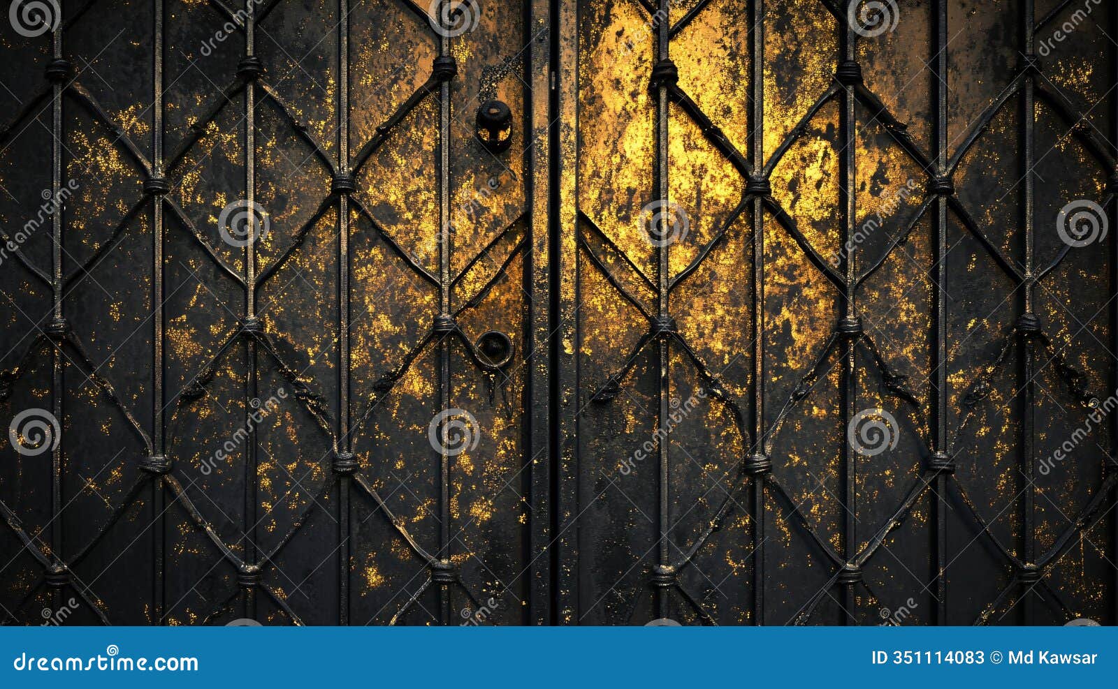 Grunge Black Gold Metal Gate Texture Background High Quality Image ...