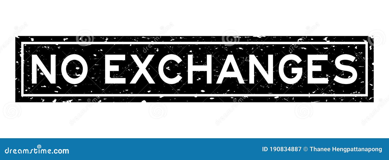 Grunge Black No Exchanges Word Square Rubber Stamp on White Background ...