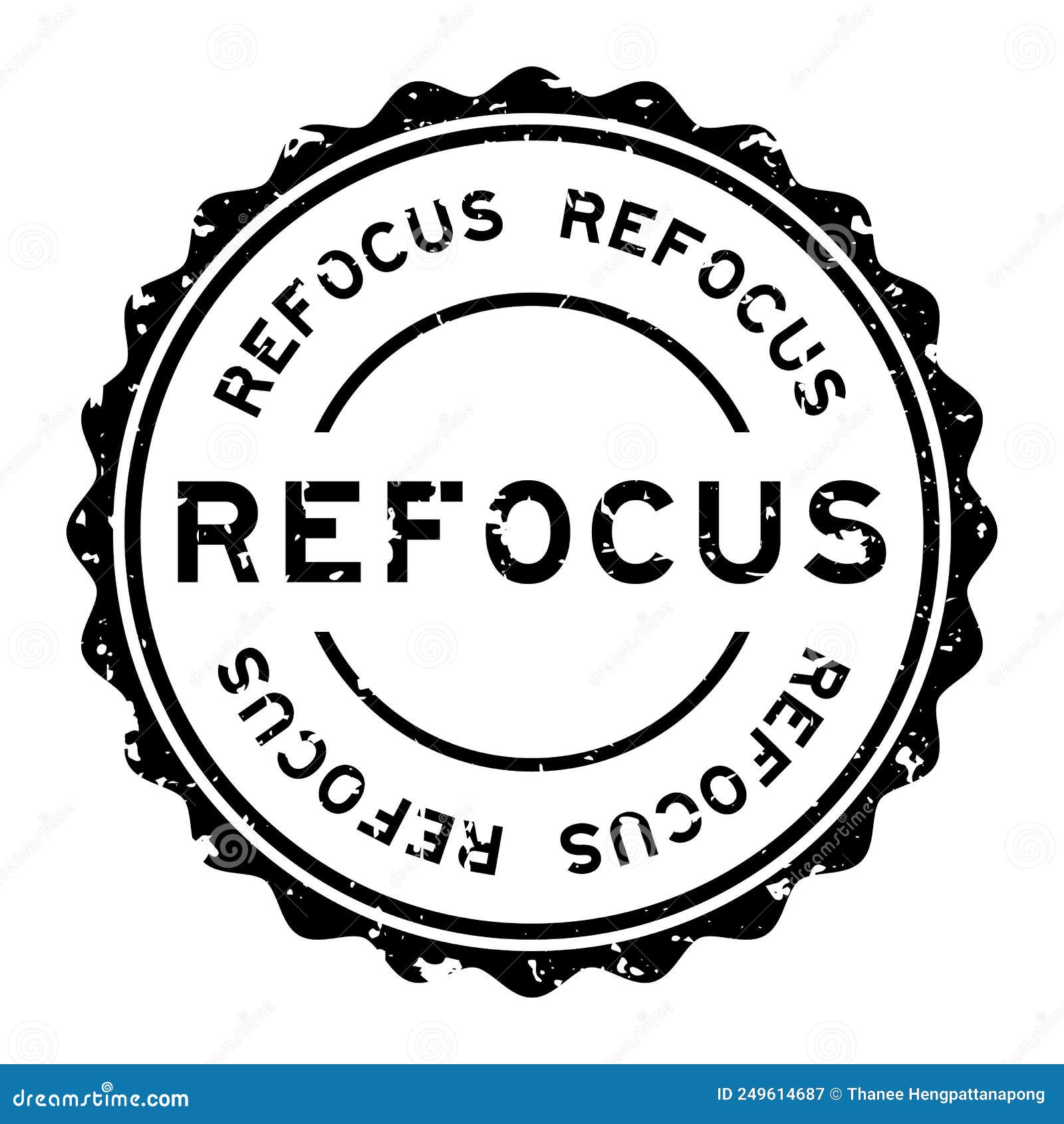 Grunge Black Refocus Word Round Rubber Stamp on White Background Stock ...