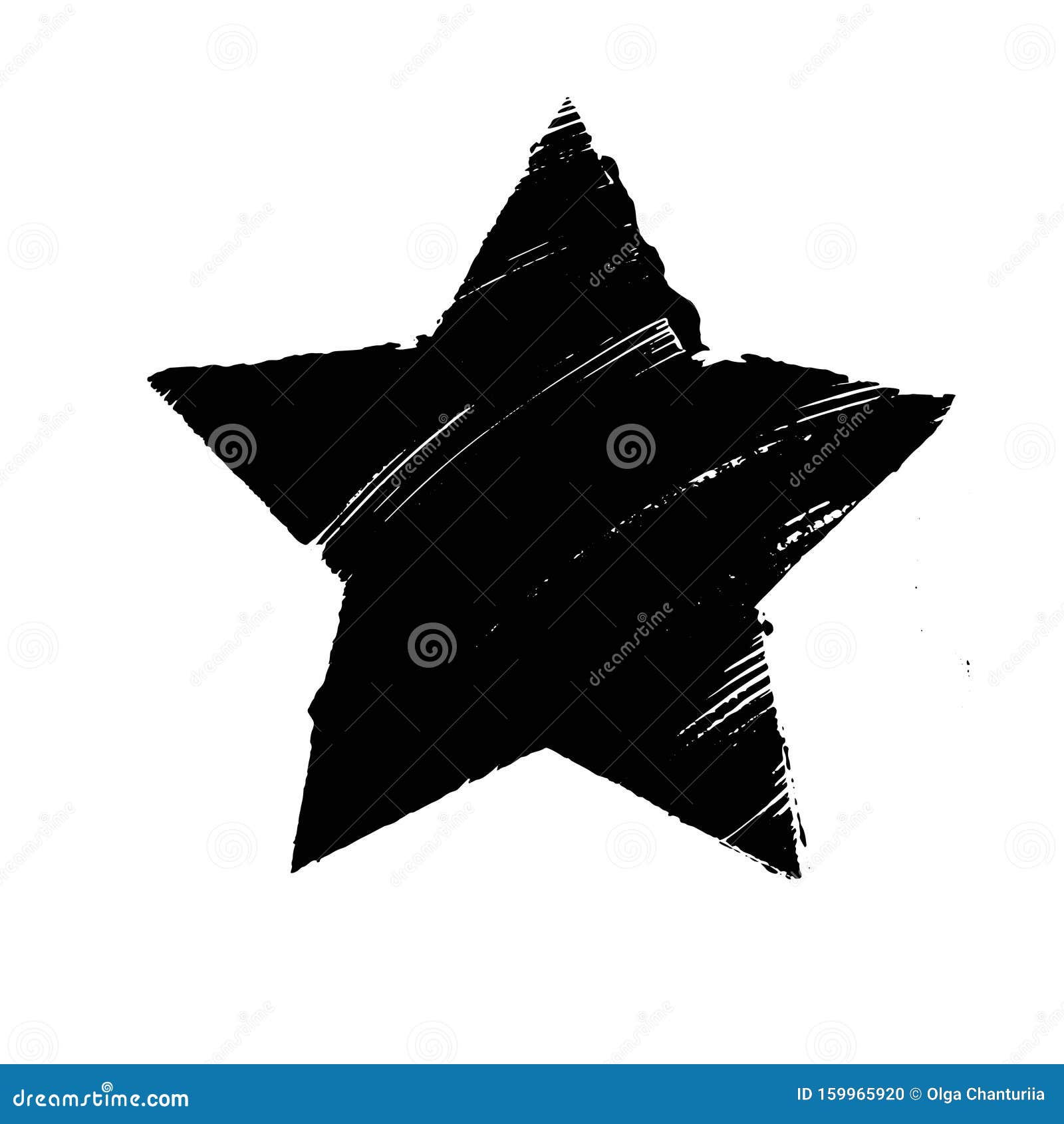 Grunge Textured Black Star. Hand Drawn Design Element Stock ...
