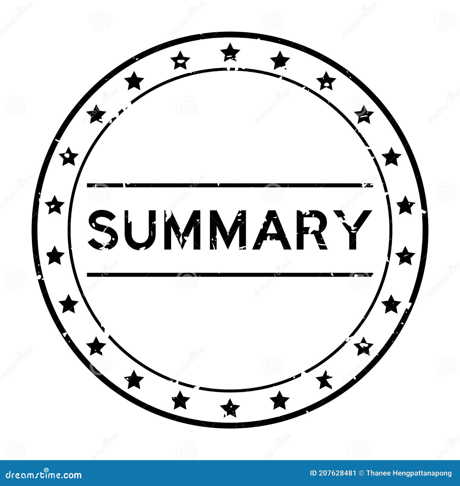 Grunge Black Summary Word Round Rubber Stamp on White Background Stock ...