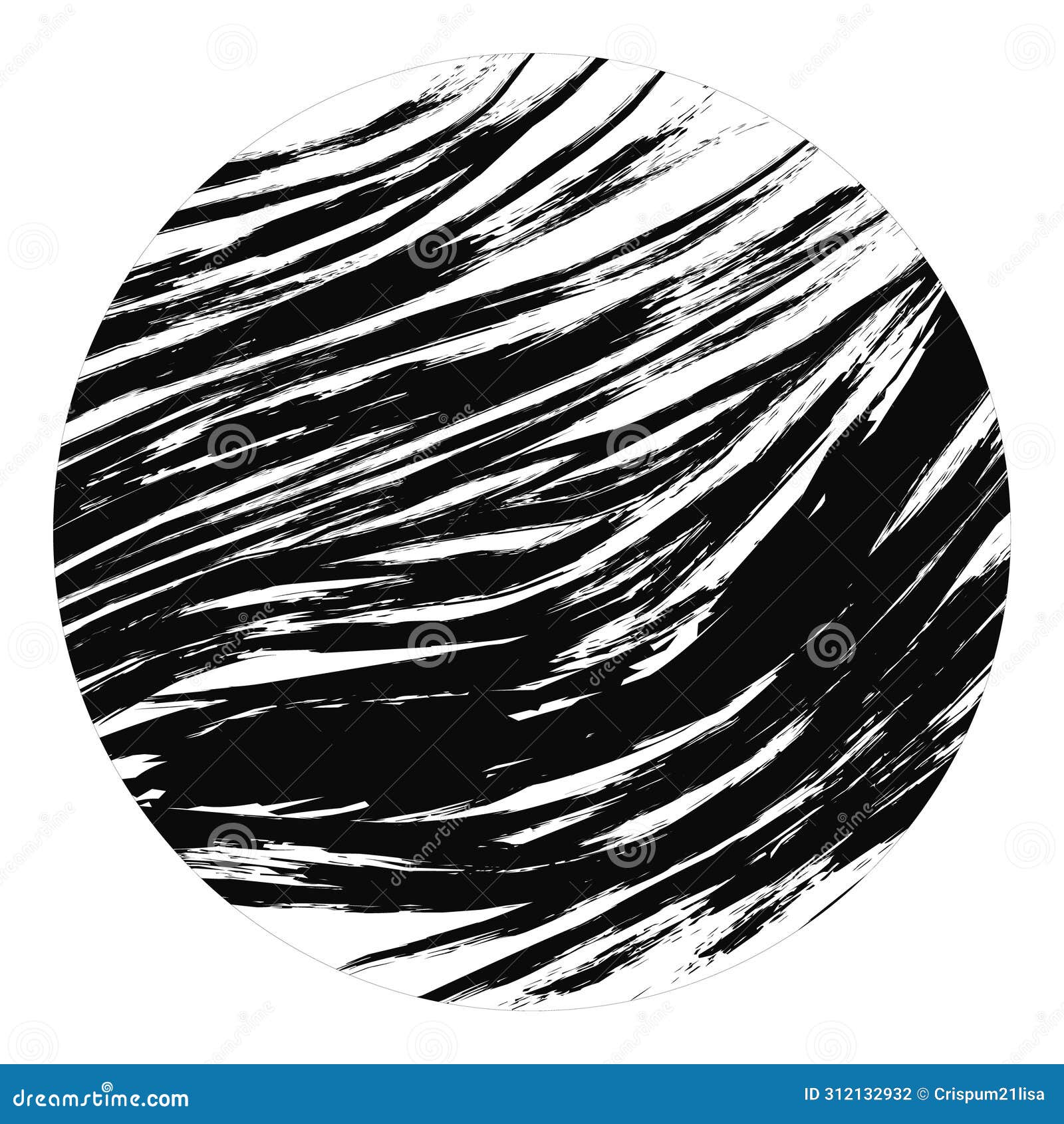 Grunge Black Texture Torn Wavy Lines in a Circle Stock Vector ...
