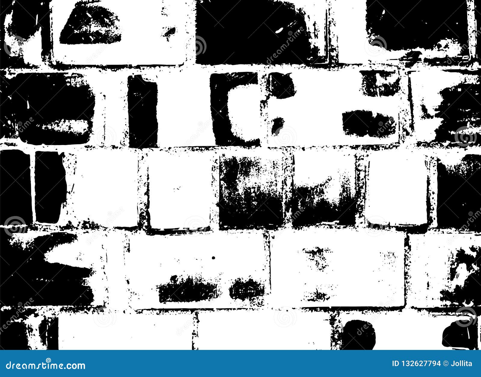 Grunge Black and White Brick Wall Vector Trace Background Stock Vector ...