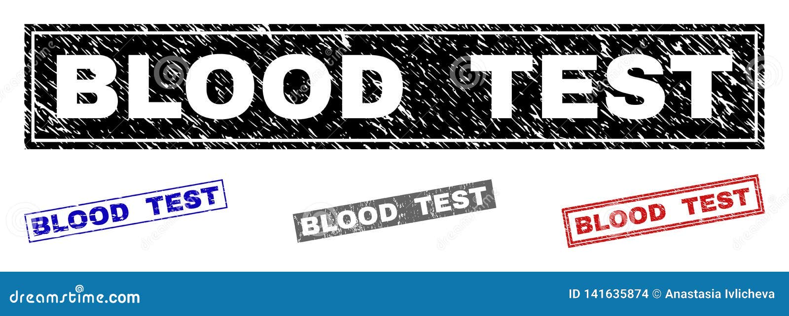 Grunge BLOOD TEST Scratched Rectangle Stamps Stock Vector ...
