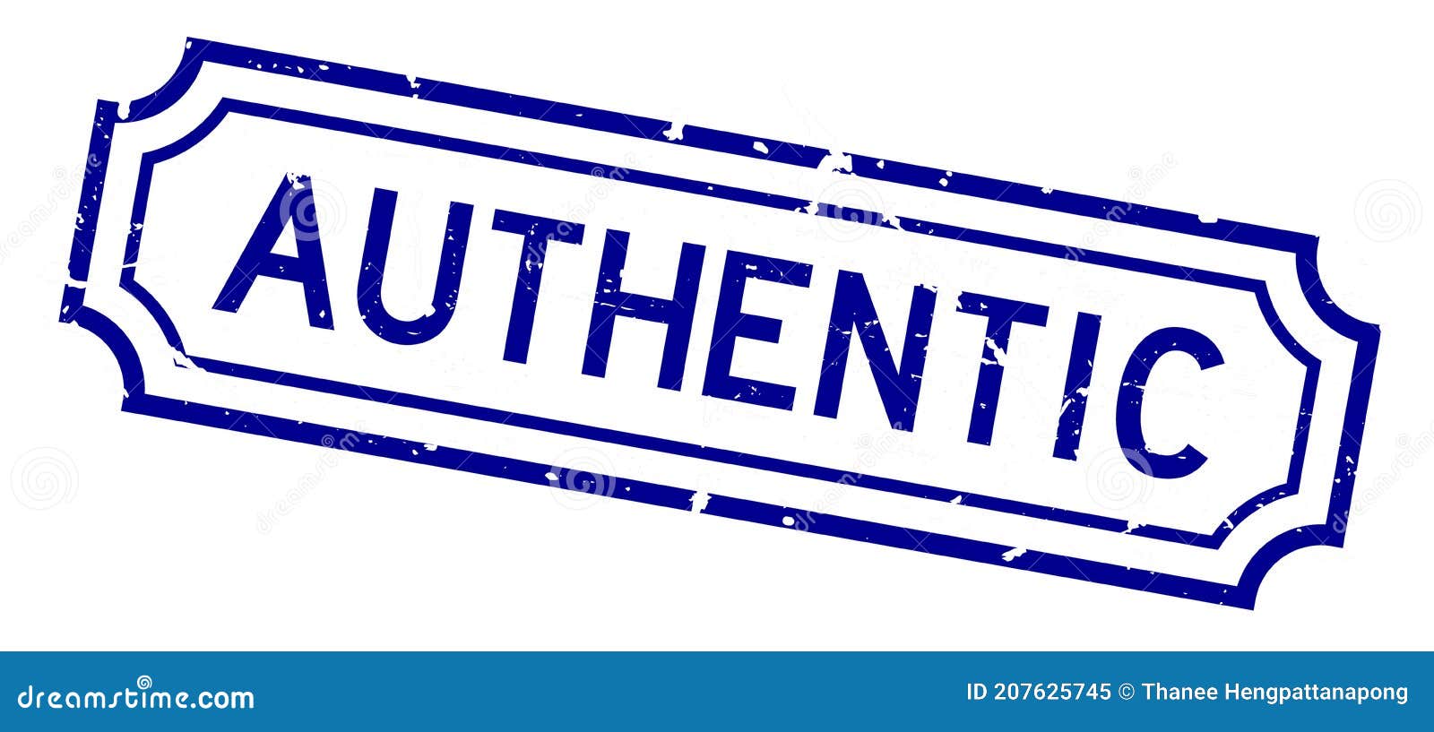 Grunge Blue Authentic Word Rubber Stamp on White Background Stock ...