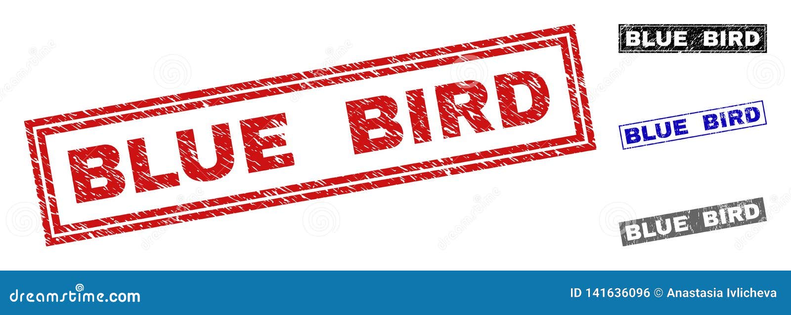 Grunge BLUE BIRD Textured Rectangle Stamp Seals Stock Vector ...