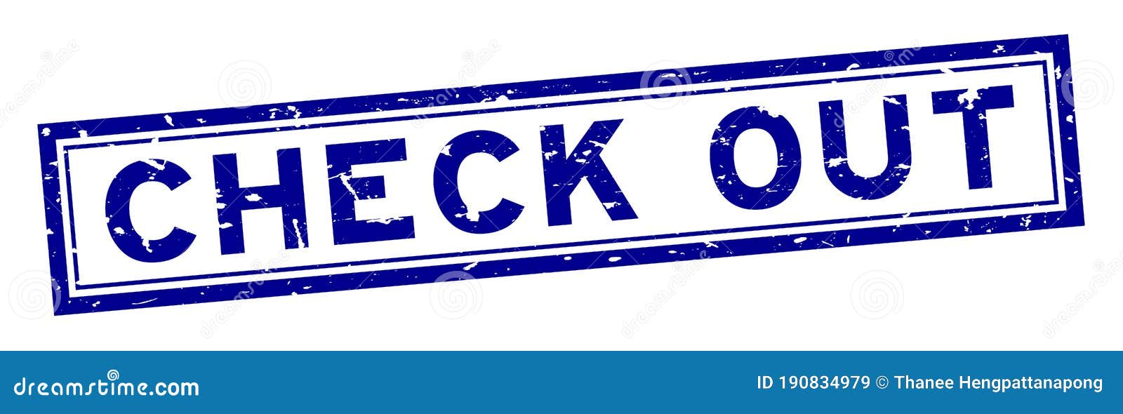 Grunge Blue Check Out Word Square Rubber Stamp on White Background ...