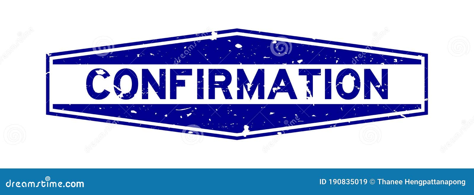 Grunge Blue Confirmation Word Hexagon Rubber Stamp on White Background ...