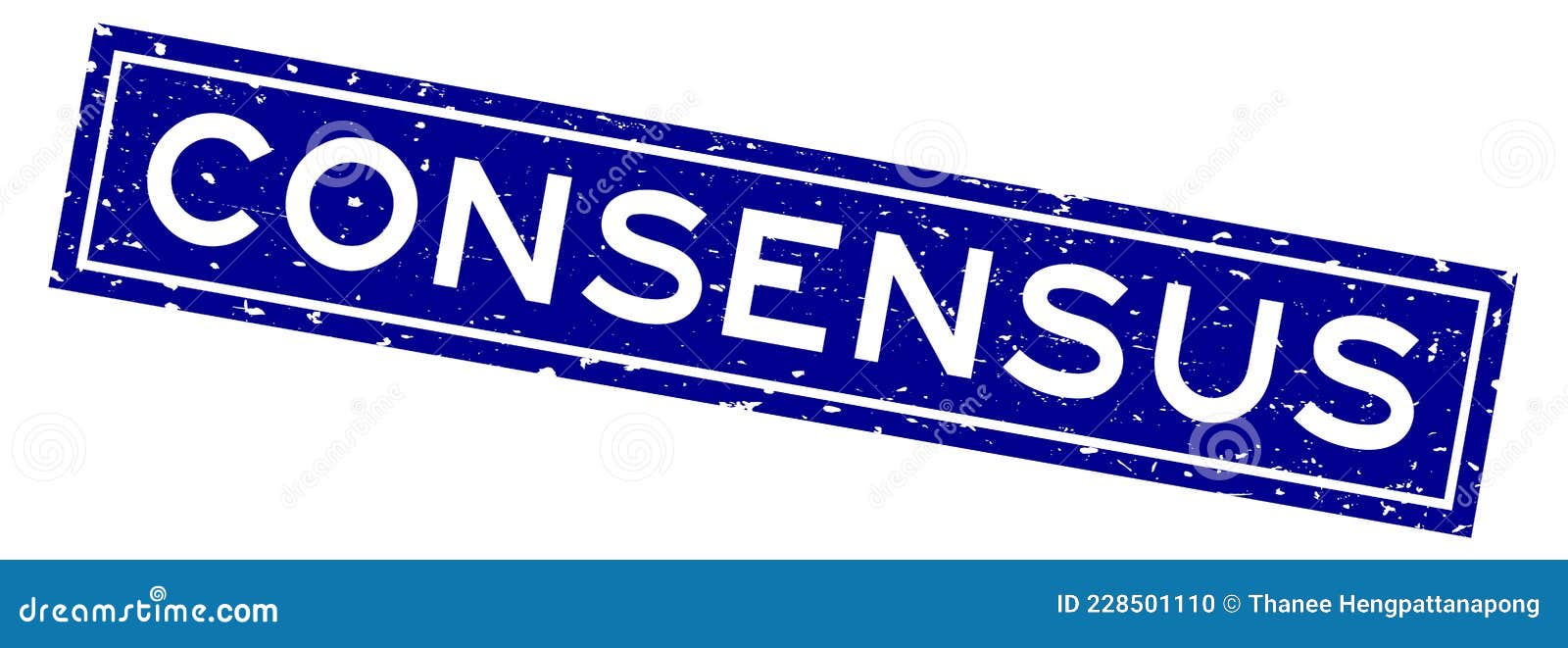 Grunge Blue Consensus Word Square Rubber Stamp on White Background ...