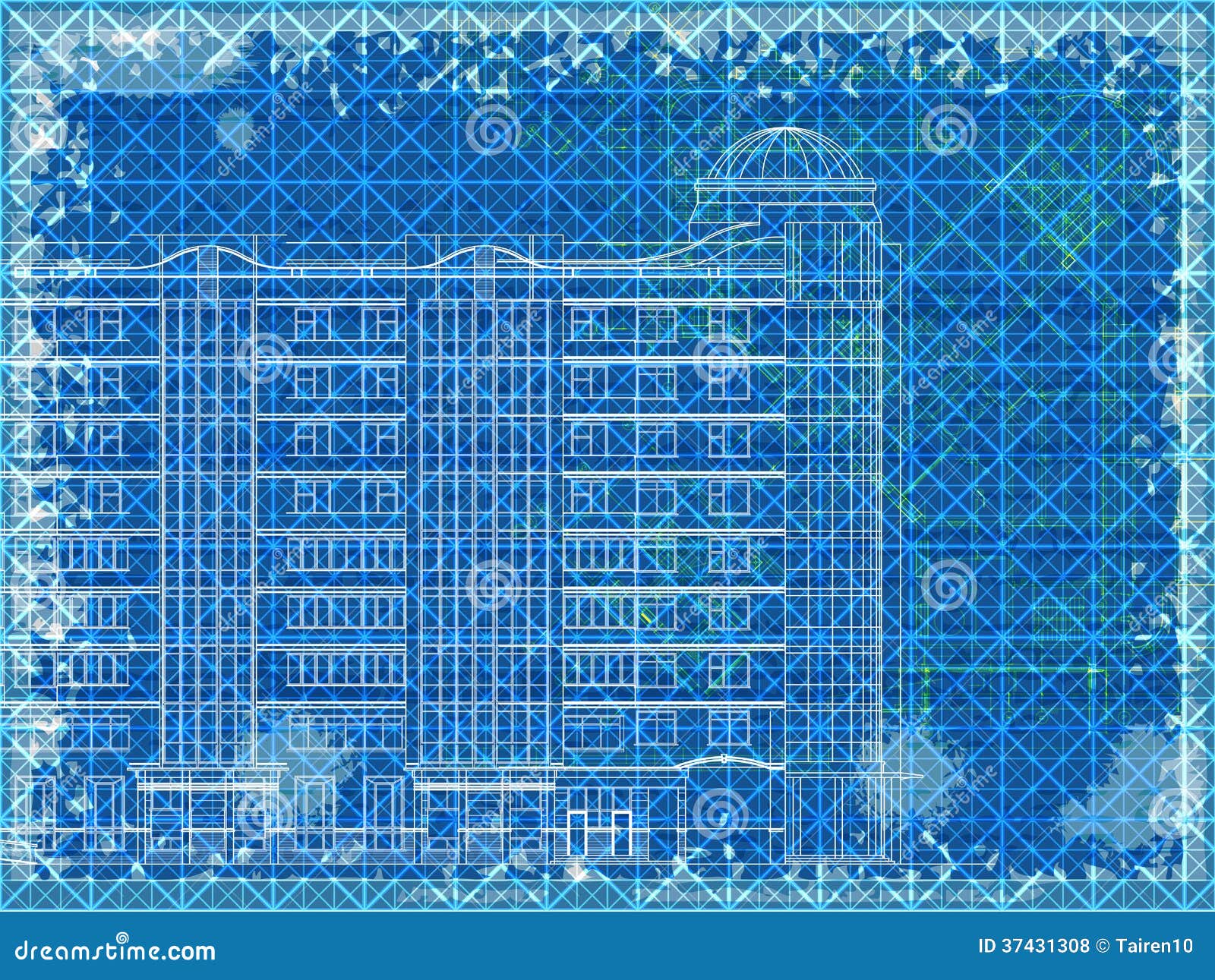 Grunge Blue Horizontal Architectural Background Stock Vector ...