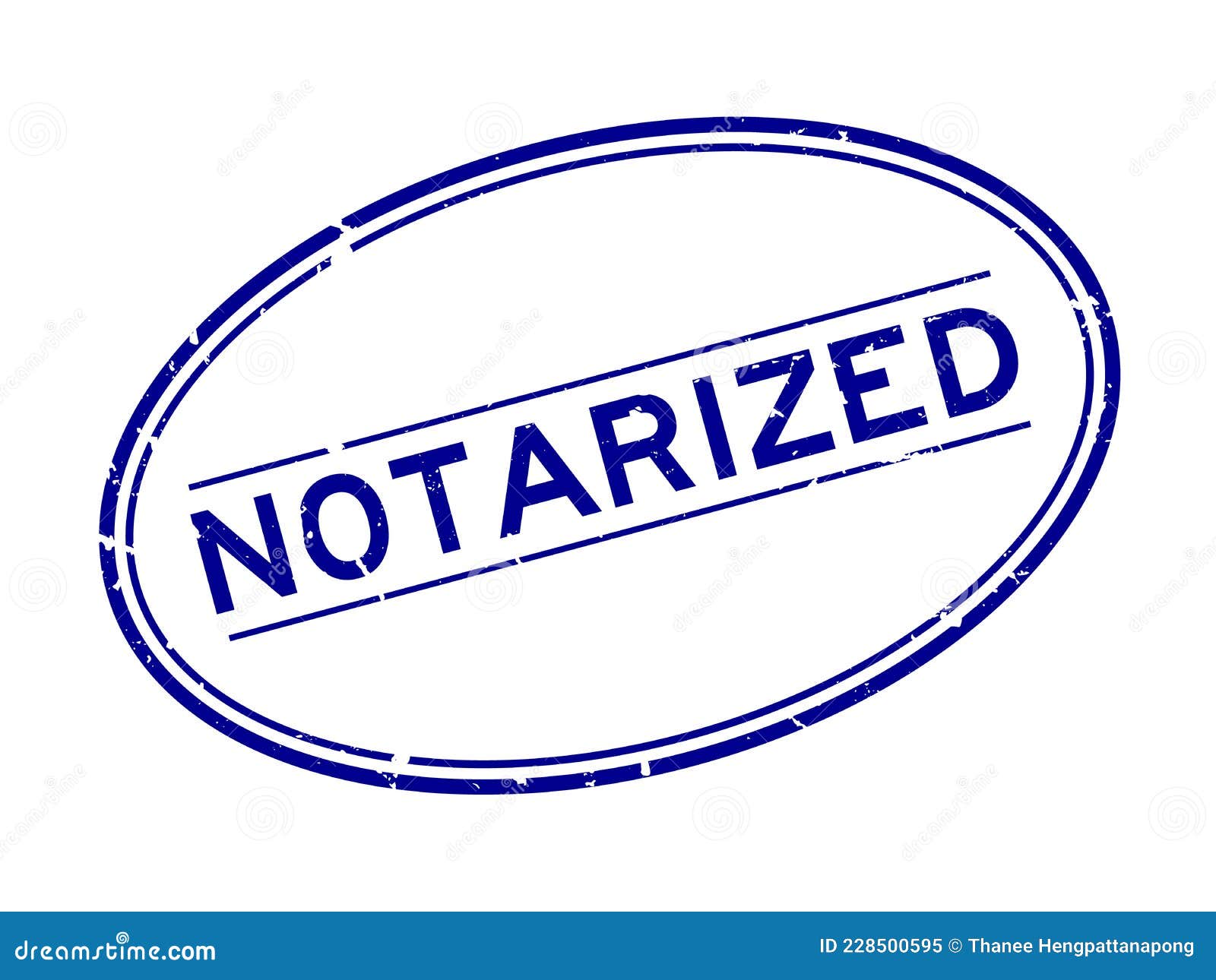 Grunge Blue Notarized Word Oval Rubber Stamp on White Background Stock ...