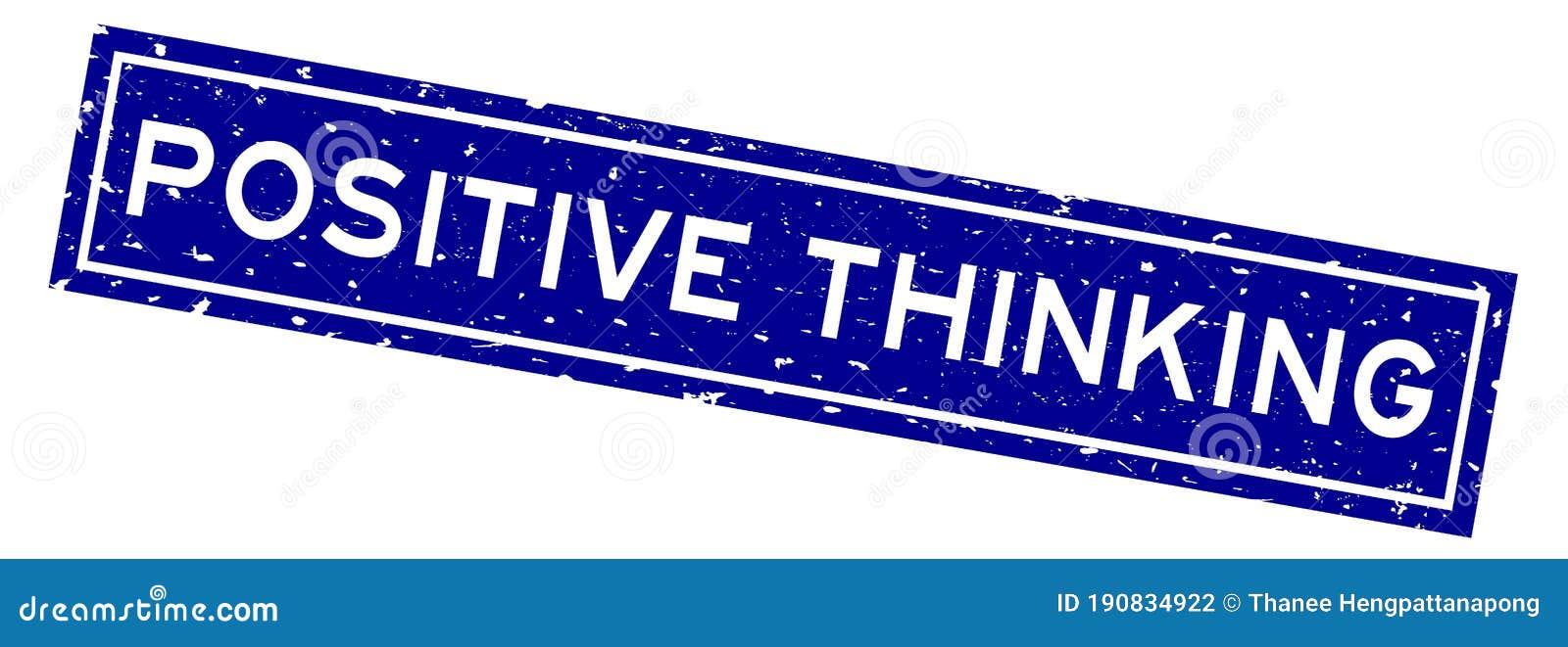 Grunge Blue Positive Thinking Word Square Rubber Stamp on White ...