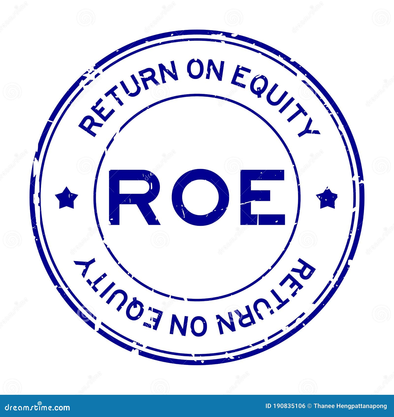 Grunge Blue ROE Abbbreviation of Return on Equity Word Round Rubber ...