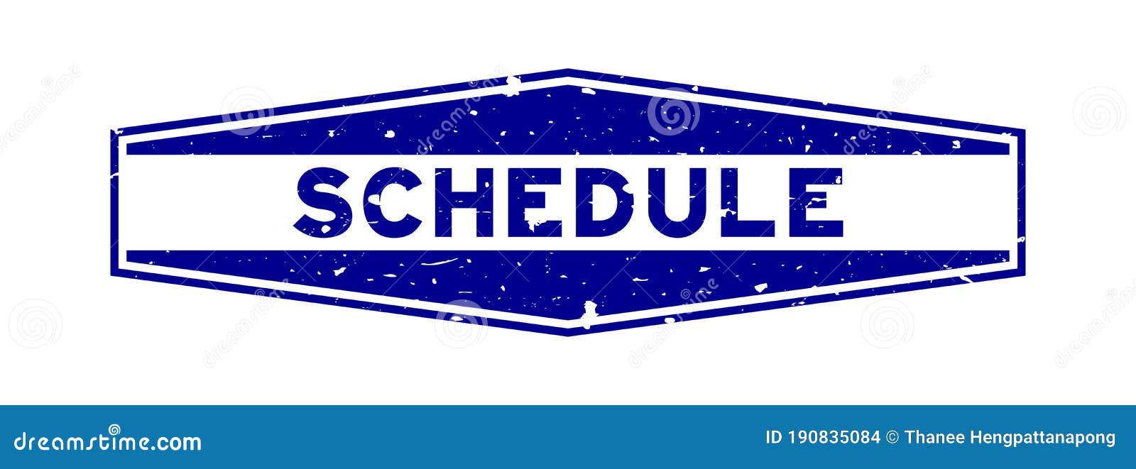 Grunge Blue Schedule Word Hexagon Rubber Stamp on White Background ...