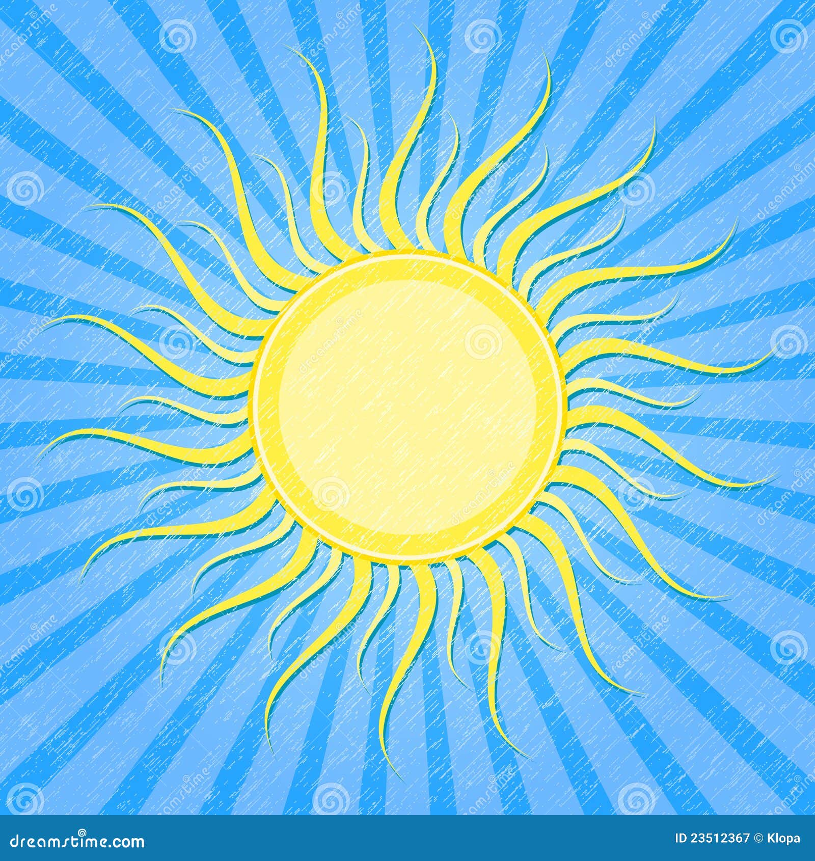 Grunge Blue Striped Card with Sun Stock Vector - Illustration of ...