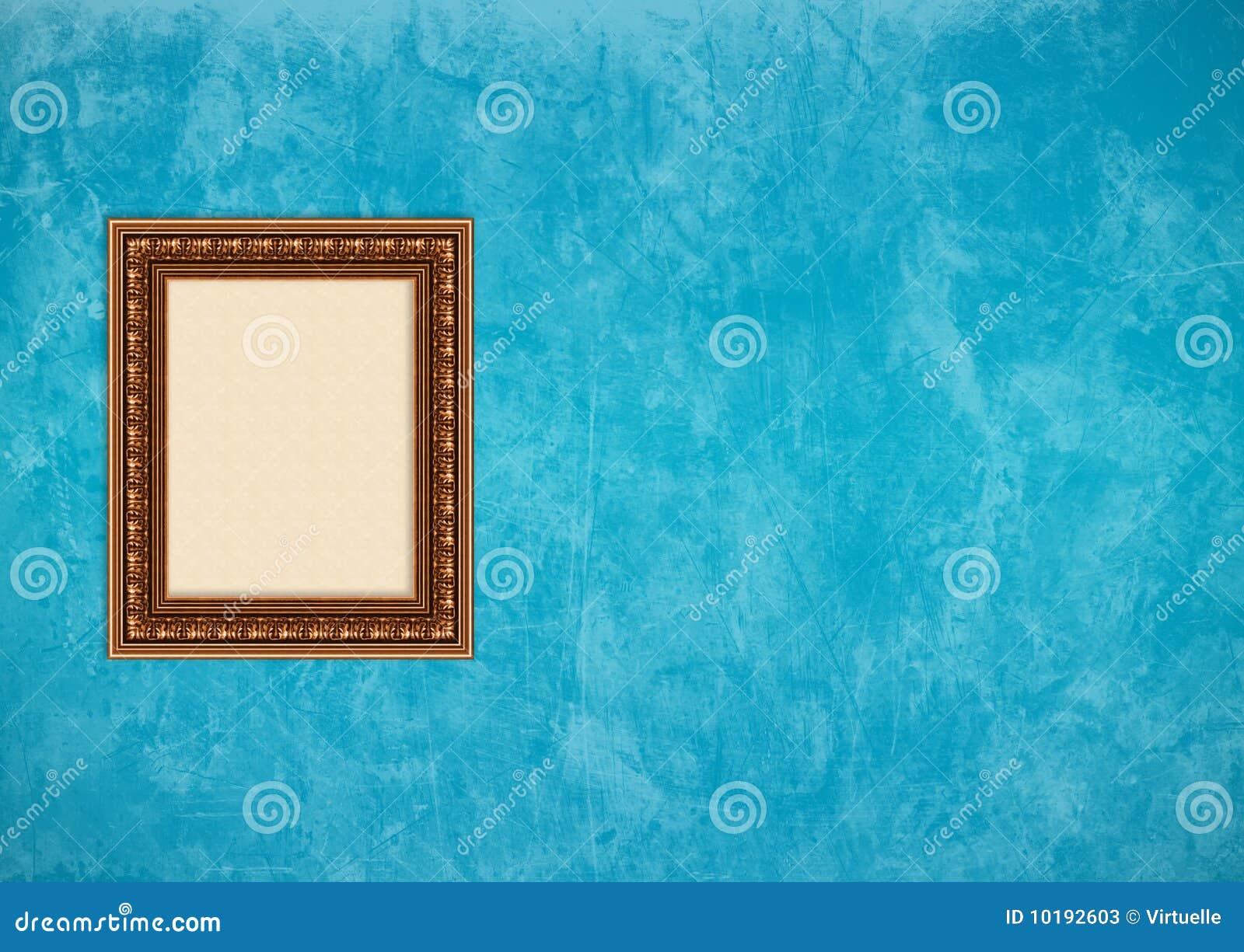 Grunge Blue Stucco Wall with Empty Picture Frame Stock Image - Image of ...