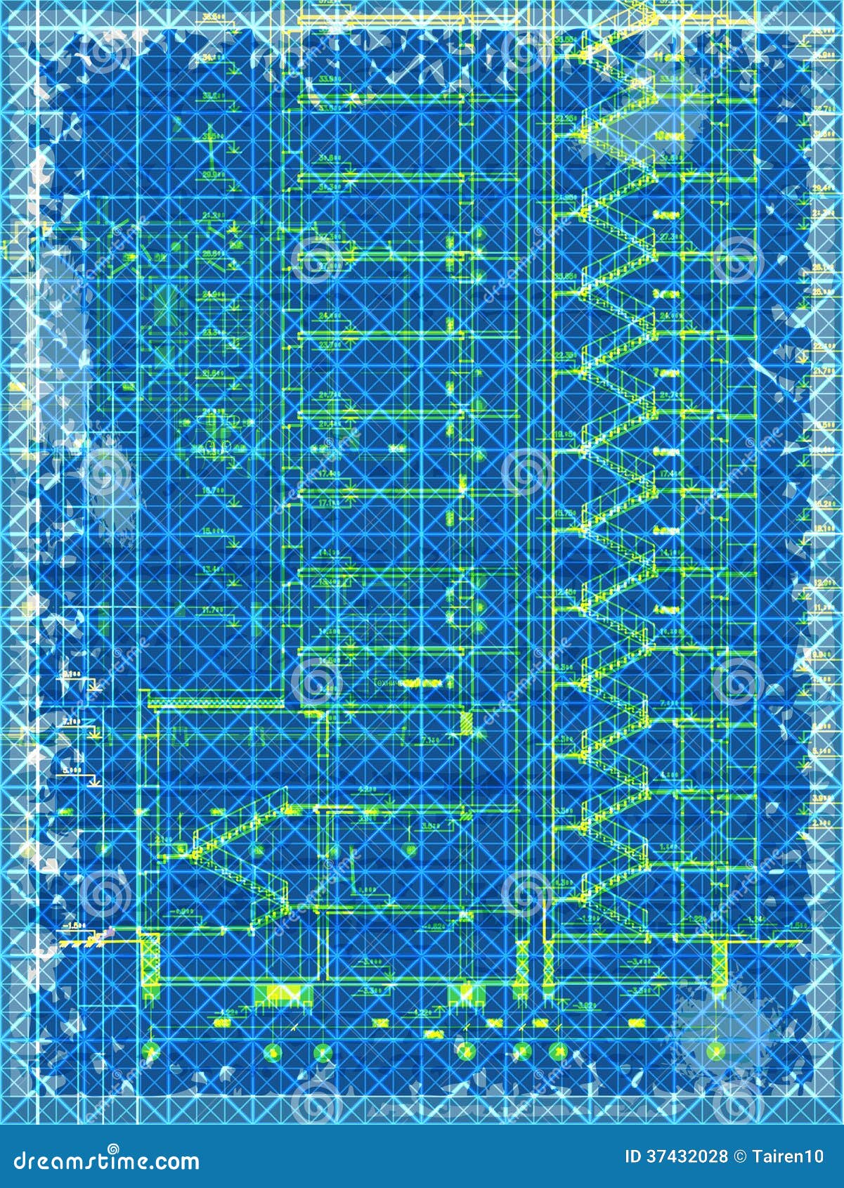 Vertical Drafting Blueprint, Grid, Architecture Vector Illustration ...