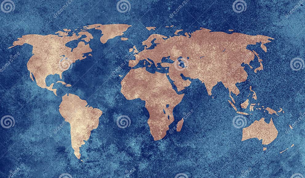 Grunge blue world map stock illustration. Illustration of graphic ...